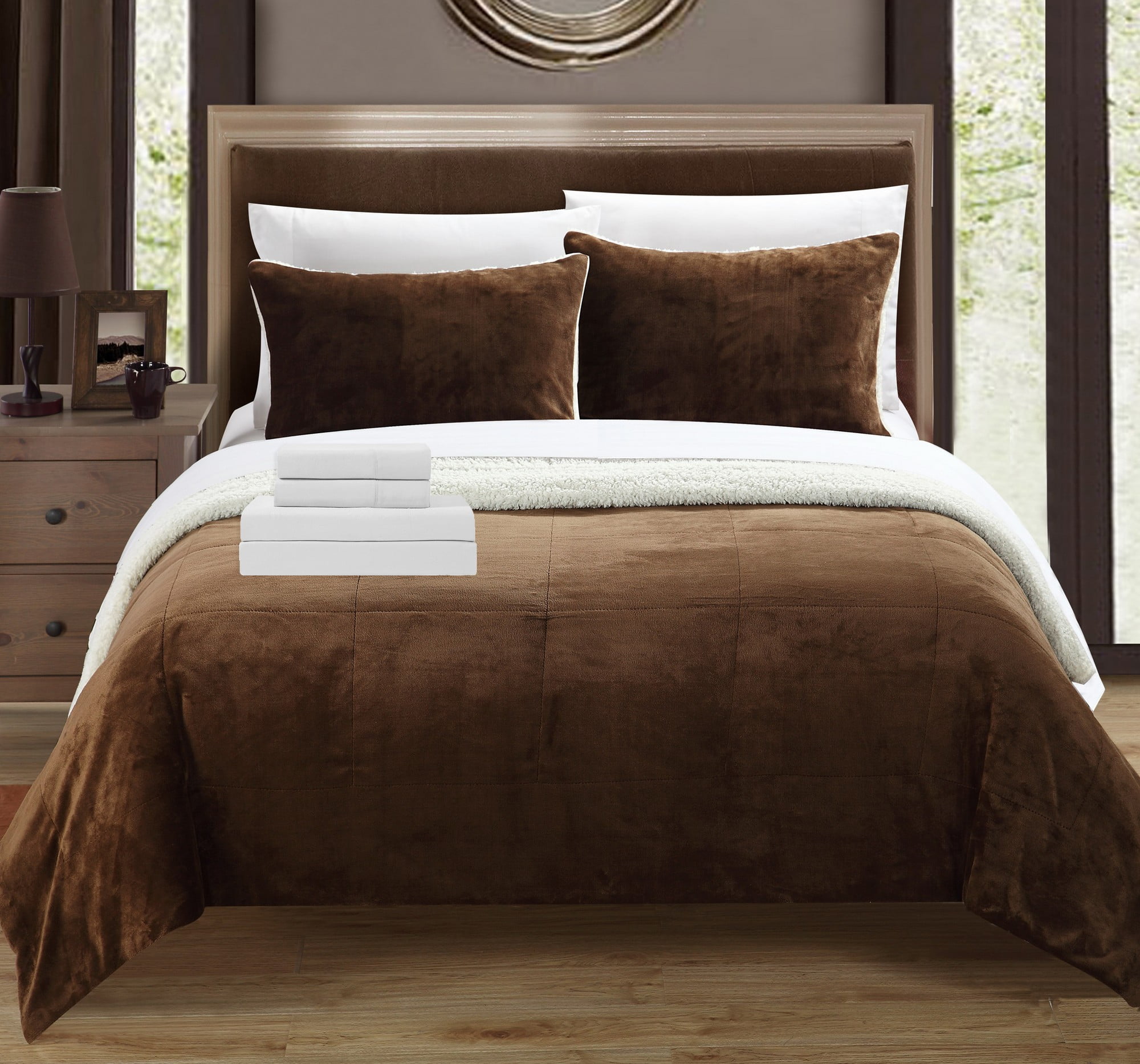 Chic Home Bjurman 7 Pieces Blanket Set Soft Sherpa Lined Microplush ...