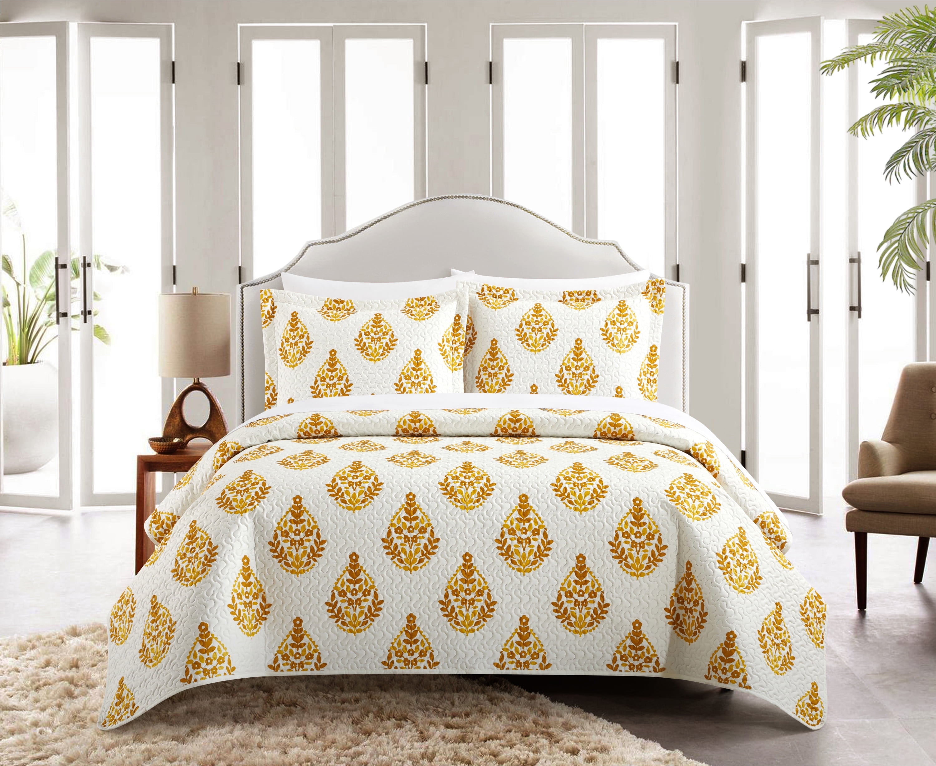 Chic Home Brennah 3-Piece Floral Medallion Print Bed In A Bag Quilt Set ...