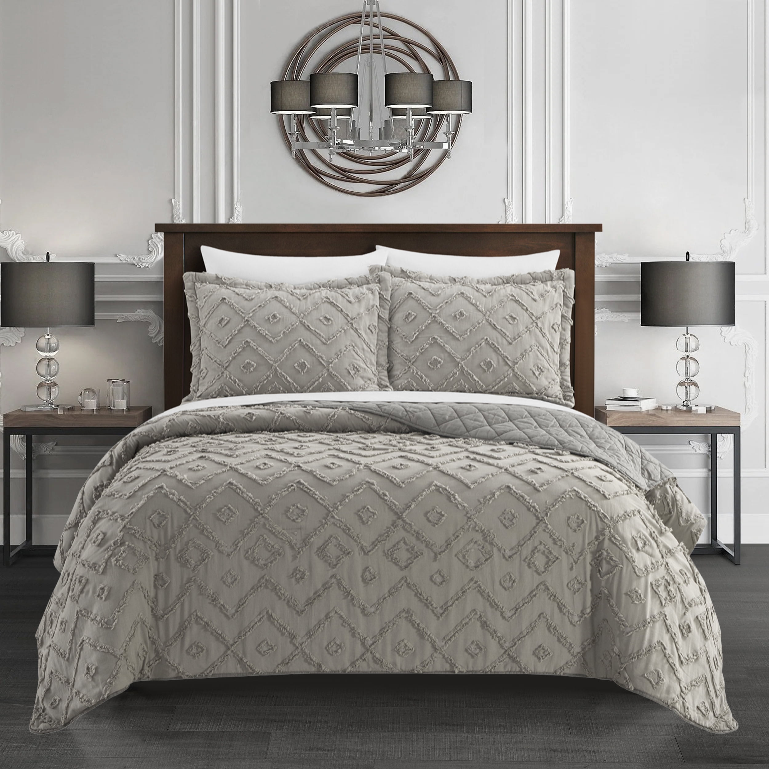 Chic Home Cain Grey Queen 7-Piece Quilt Set - Walmart.com