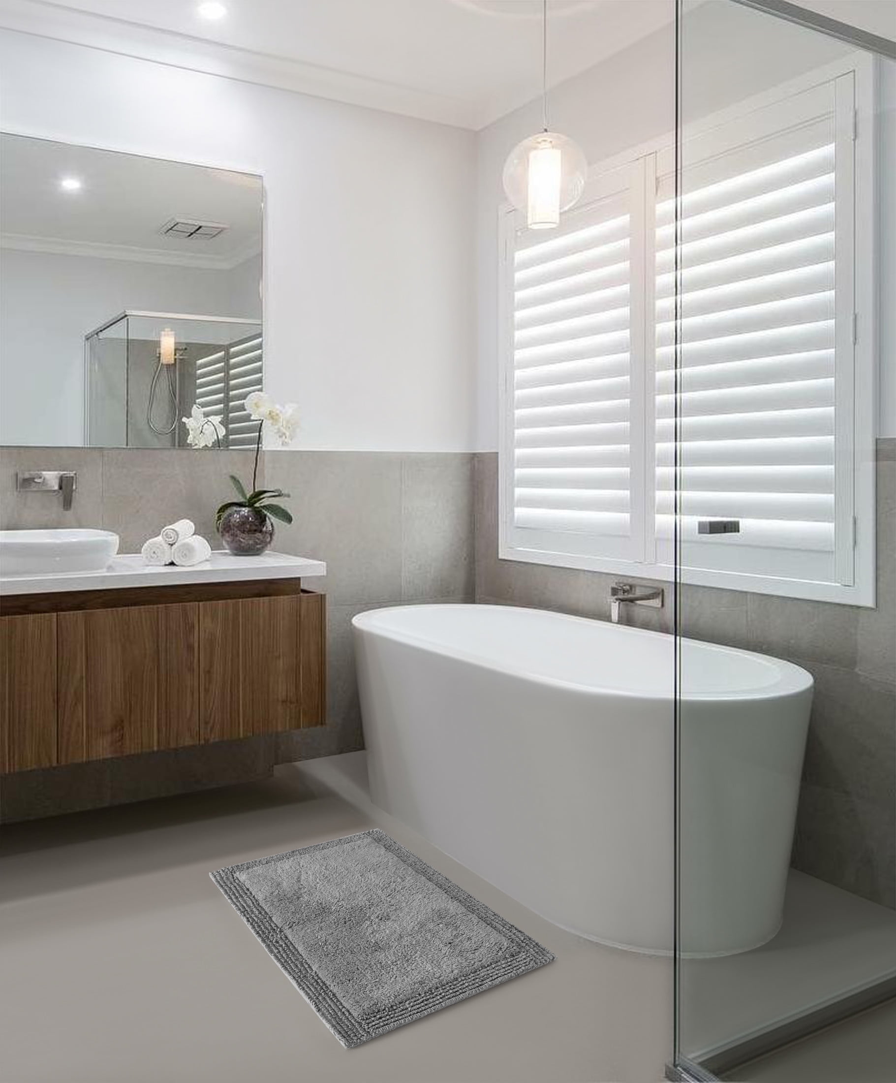 Chic Home Chavez 100% Cotton Grey 24 X 40 Inch Bath Rug - Walmart.com