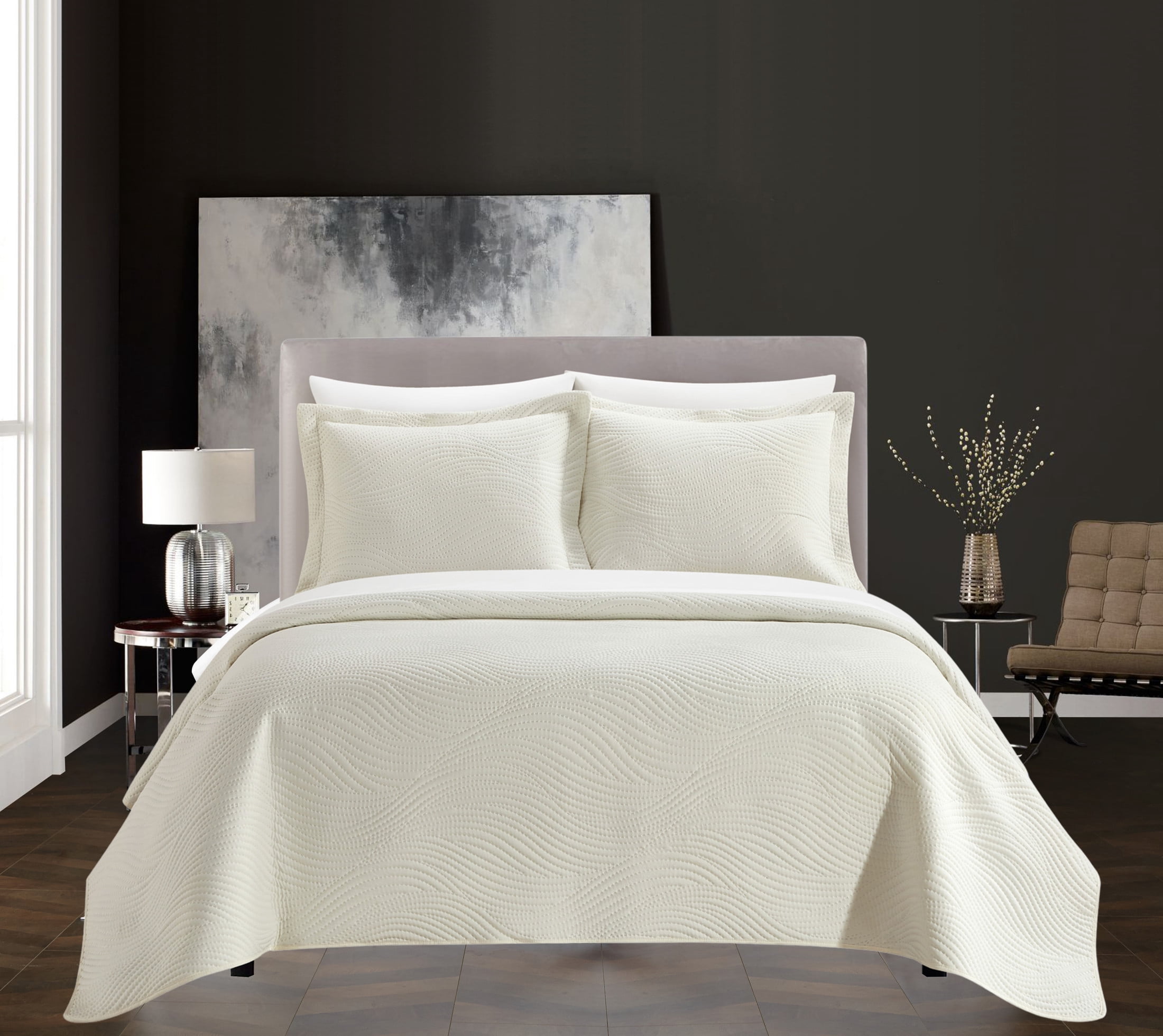 Chic Home Ciara 7-Piece Textured Quilt Set, Queen, Beige - Walmart.com