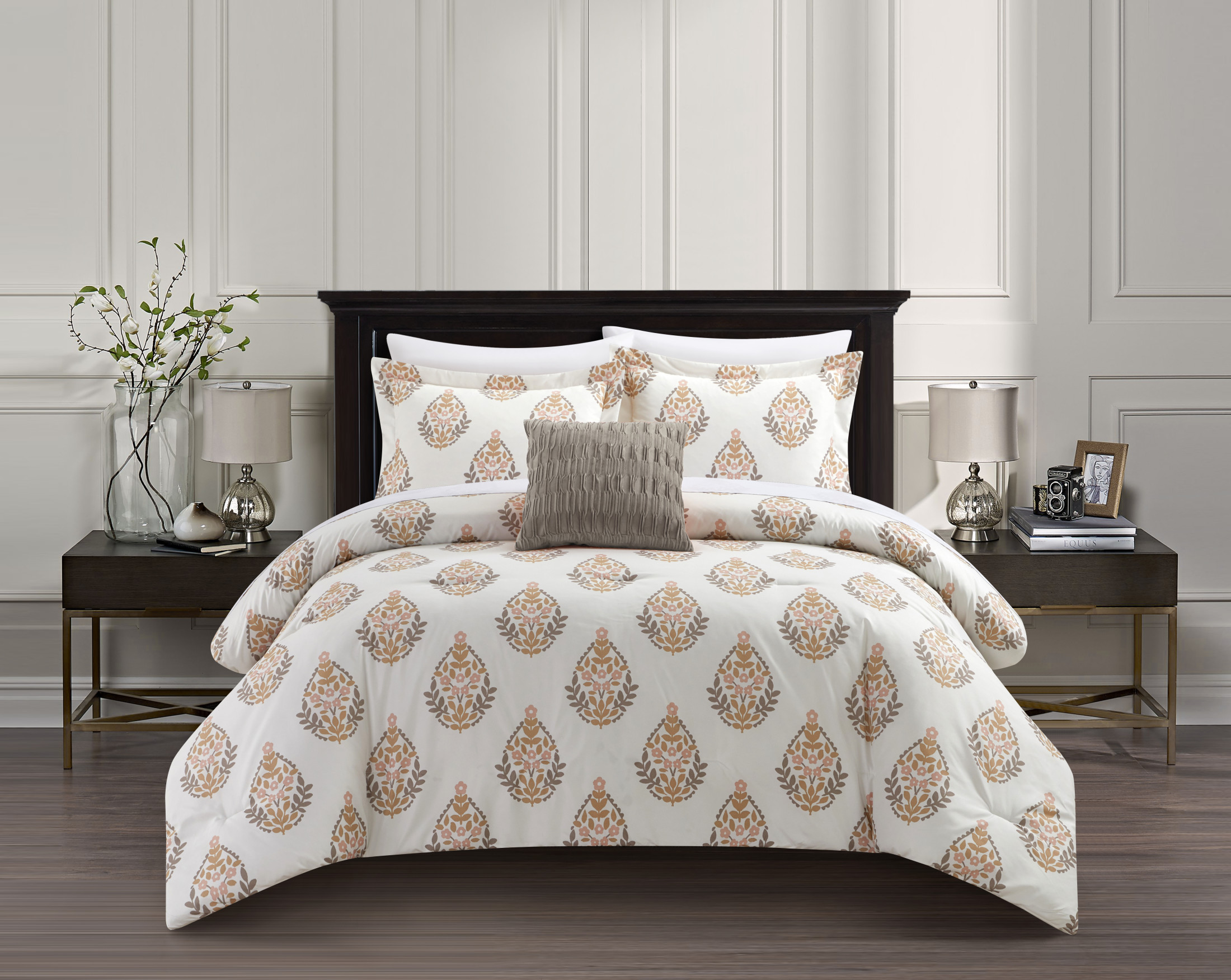 Chic Home Clairessa 8-Piece Cream Comforter Set, Queen - Walmart.com