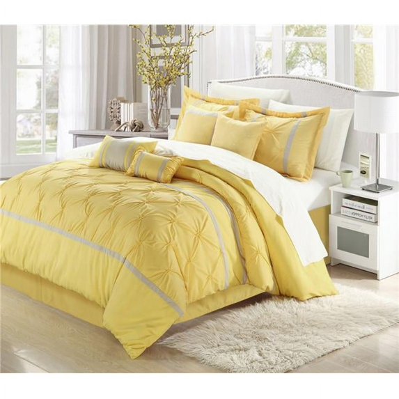 Chic Home Comforter Set - Grey & Vermont Yellow - Queen - 8 Piece ...