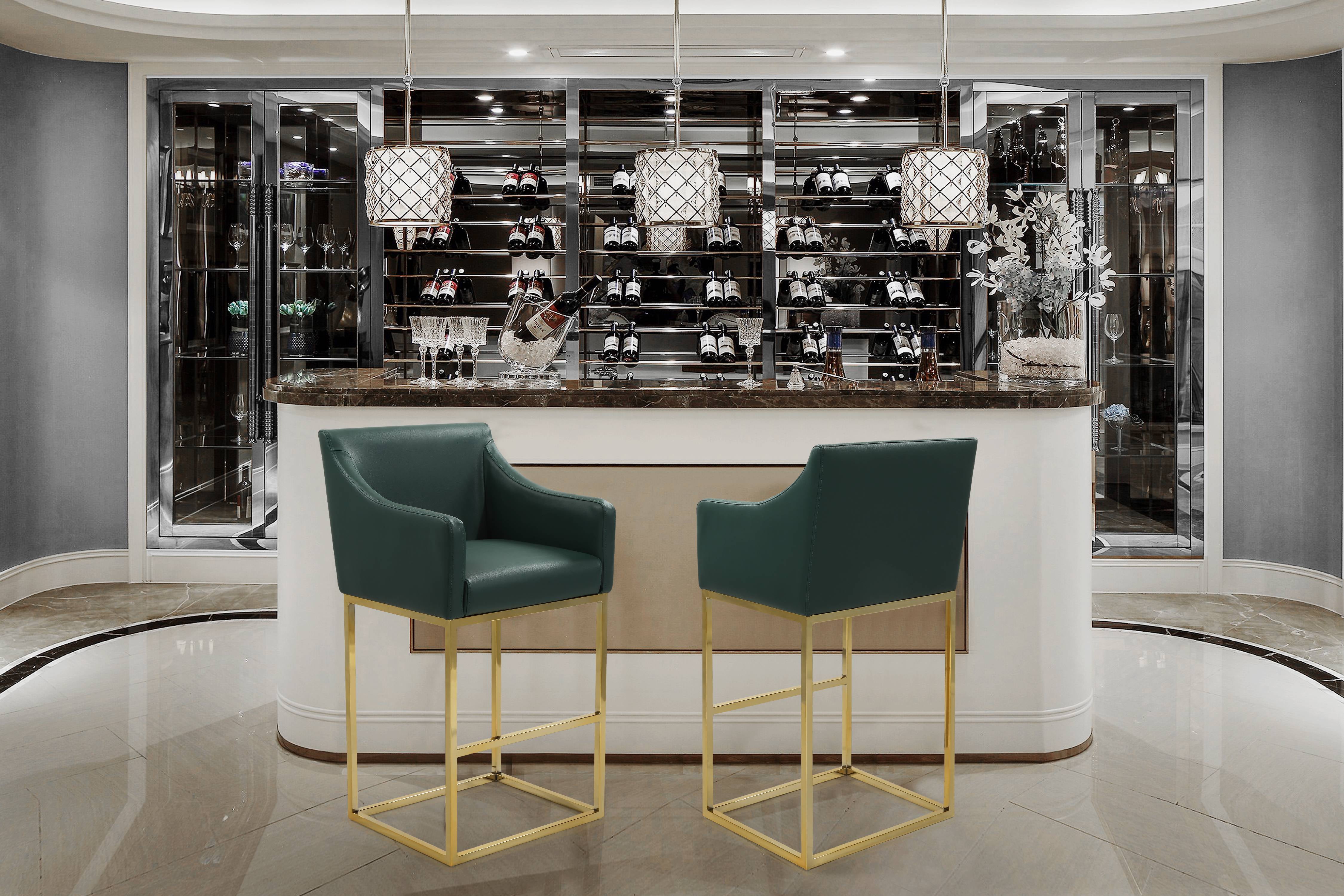 Chic Home Cordele Chair PU Leather Upholstered Slope Arm Bar Stool ...