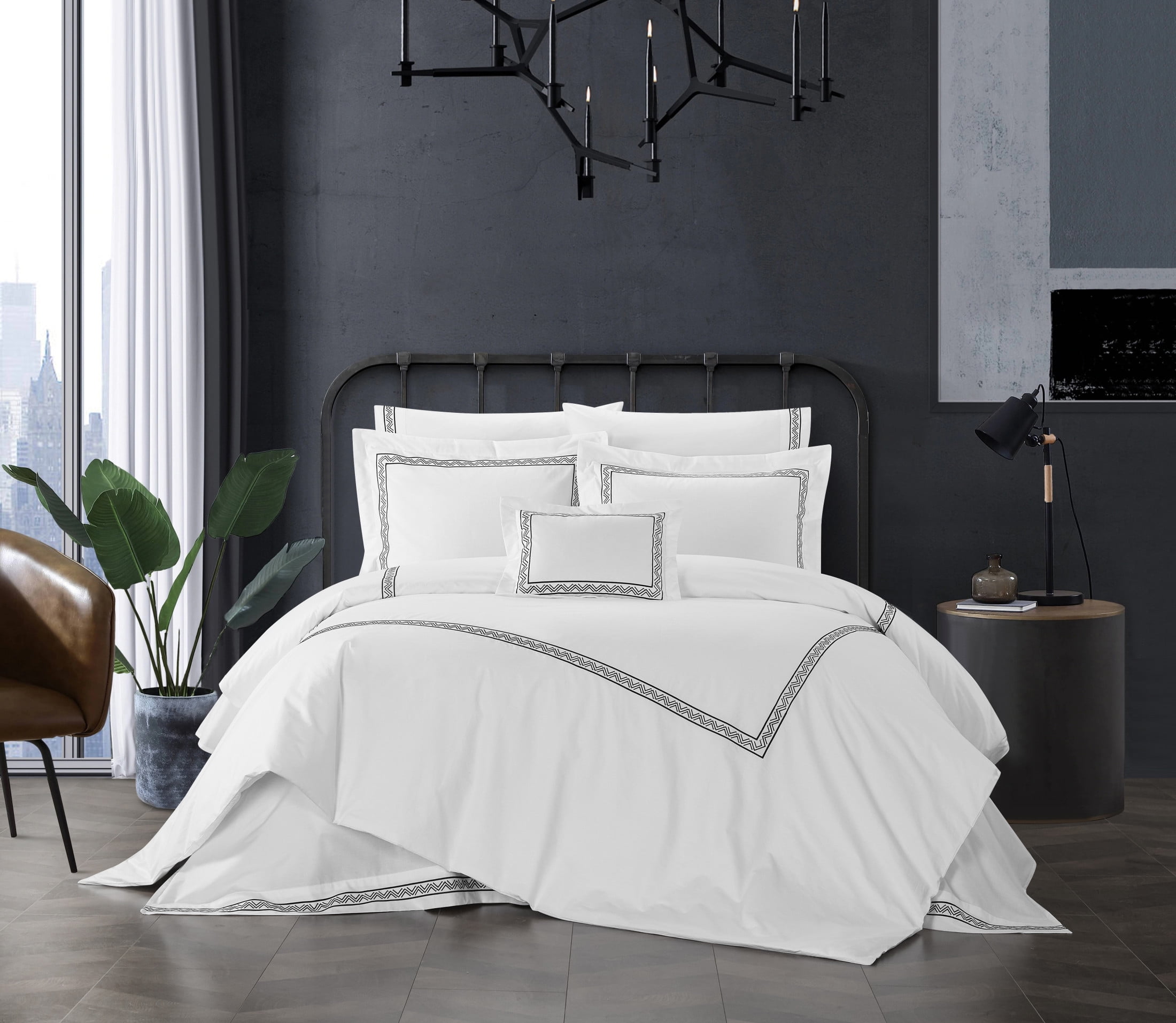 Chic Home Crysta 4-Piece Solid Color Cotton Comforter Set, King, Black ...