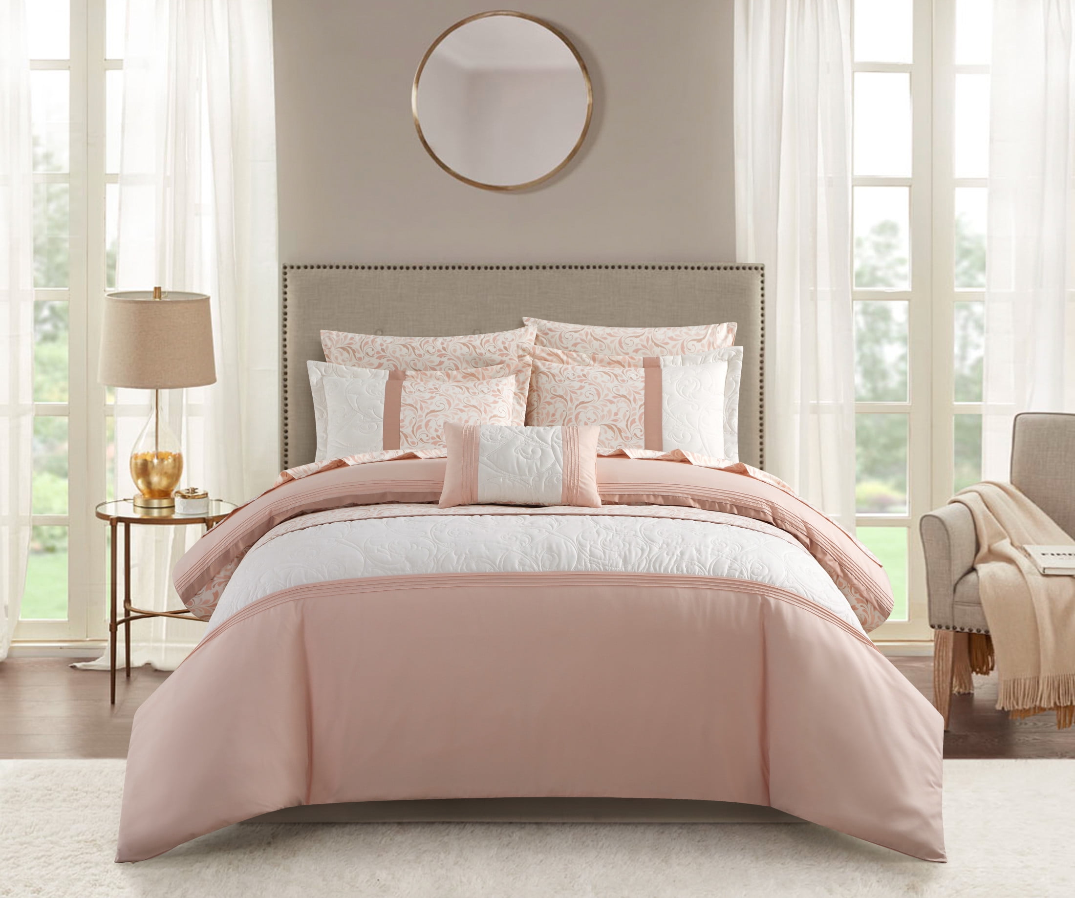 Chic Home Ela 8-Piece Blush Comforter Set, Queen - Walmart.com