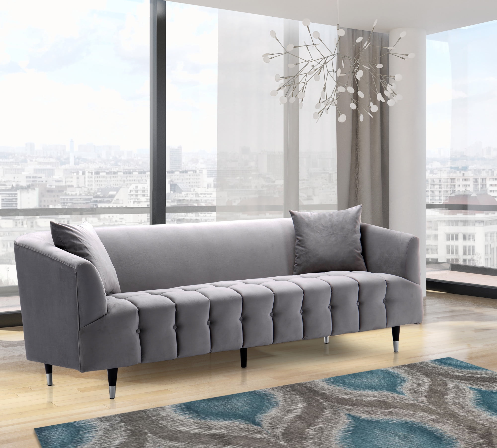 Chic Home Ella Velvet Upholstered Sofa - Walmart.com