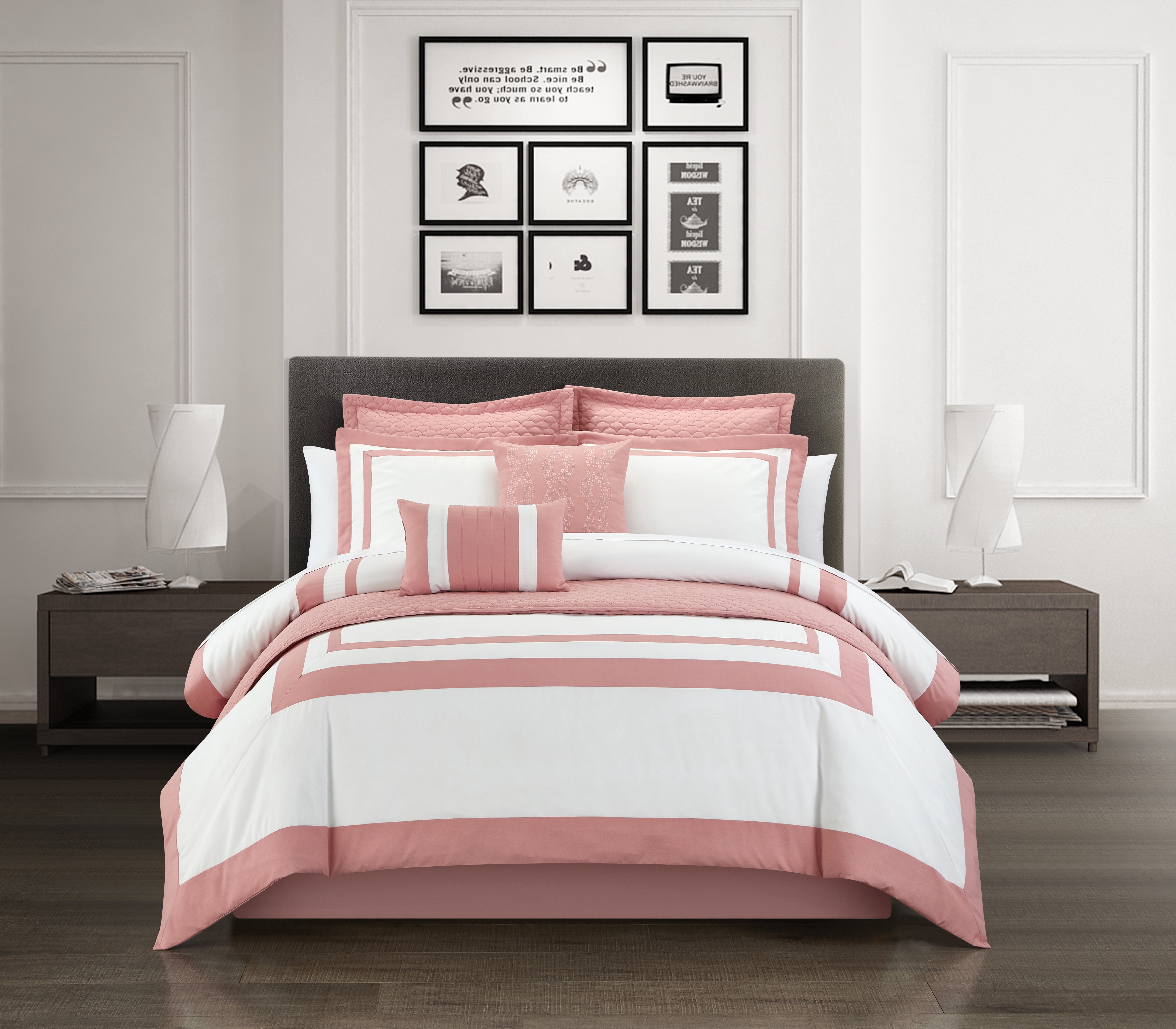 Chic Home Golda 6-Piece Color Block Comforter Set, Twin, Rose - Walmart.com