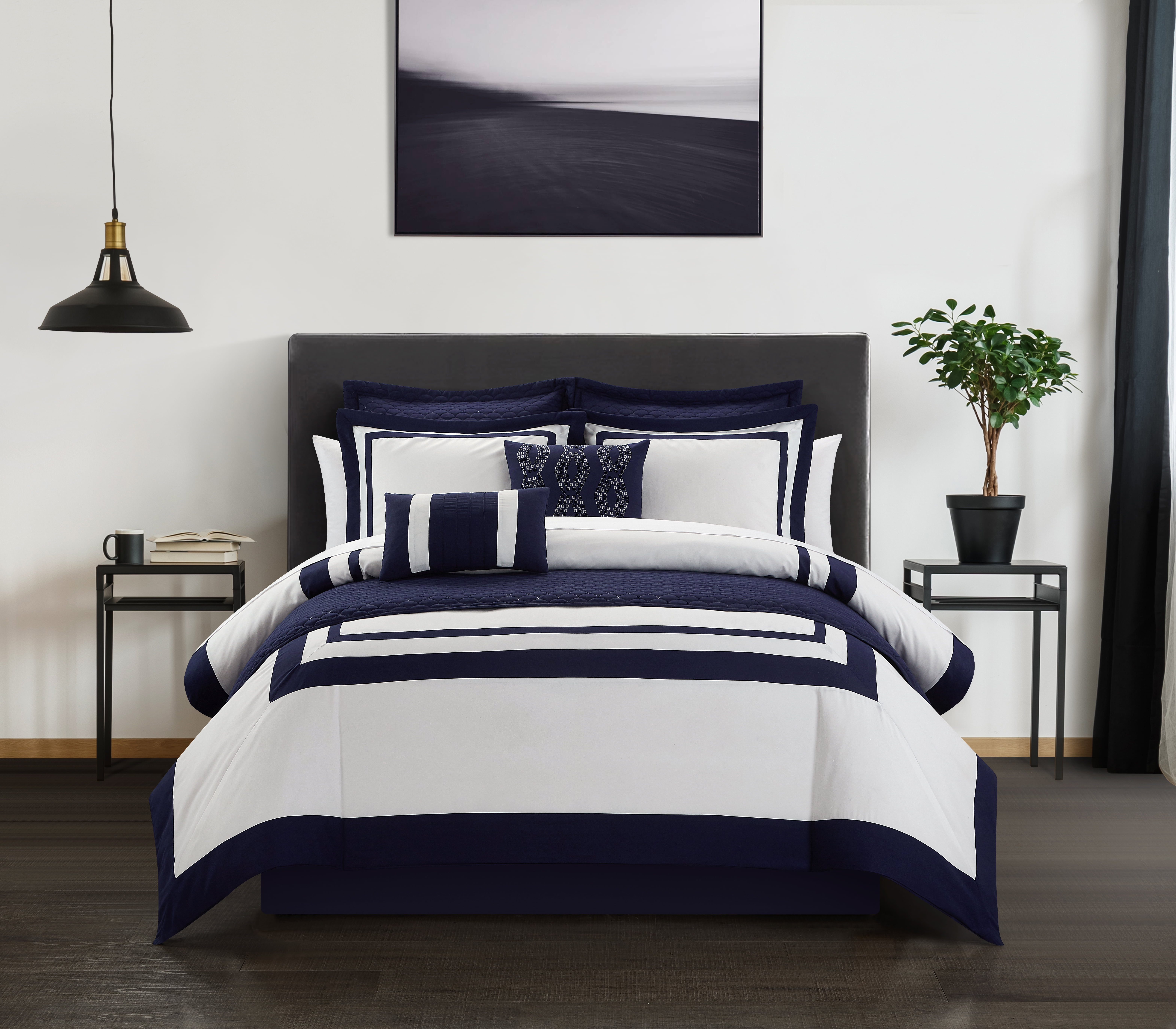 Chic Home Golda 9-Piece Color Block Bed in a Bag Comforter Set, Twin-XL ...
