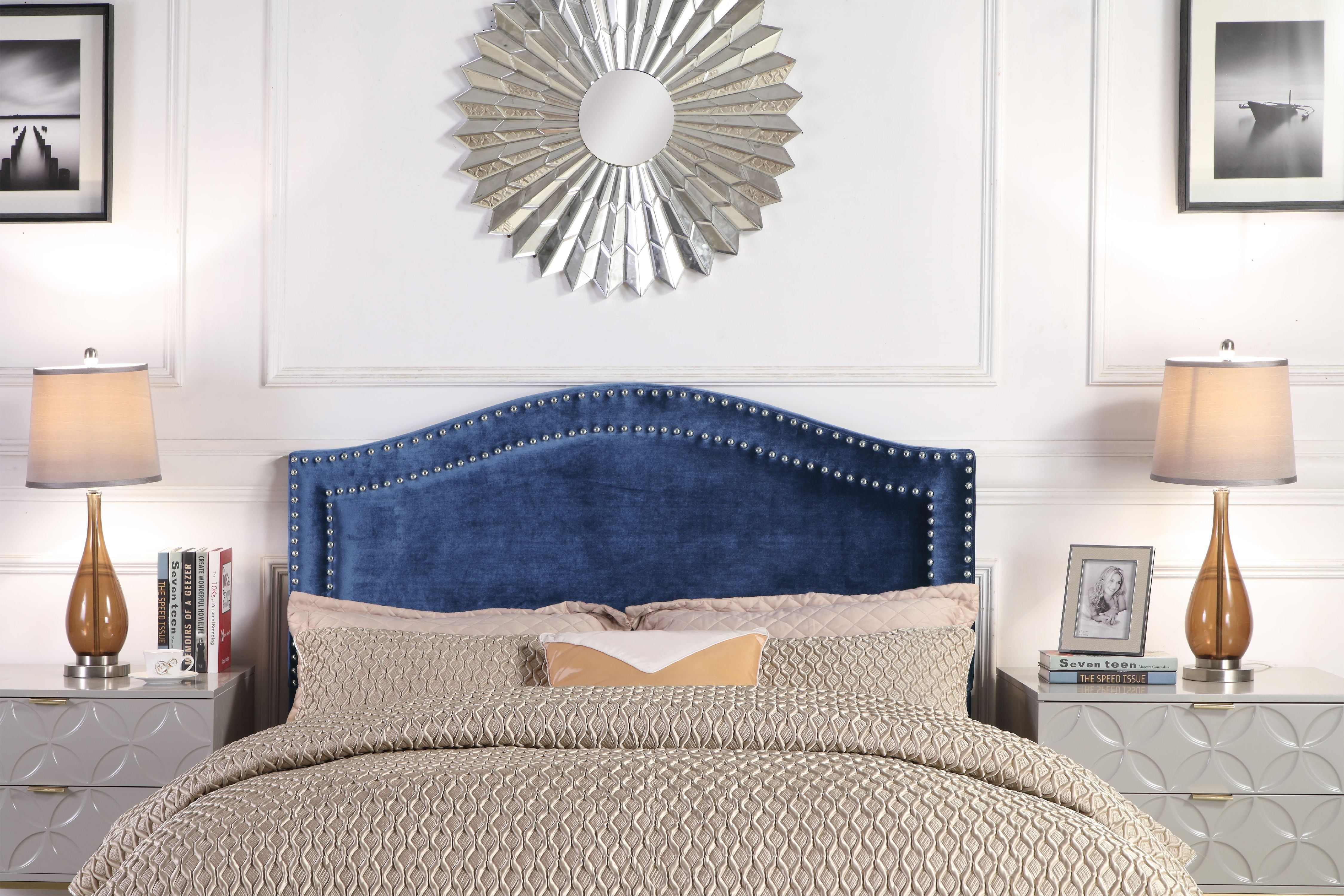 Chic Home Idun Headboard Velvet Upholstered Double Row - Walmart.com