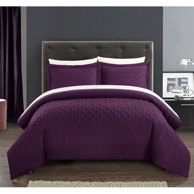 Chic Home Jas 3-Piece Embossed Comforter Set, Queen, Plum - Walmart.com