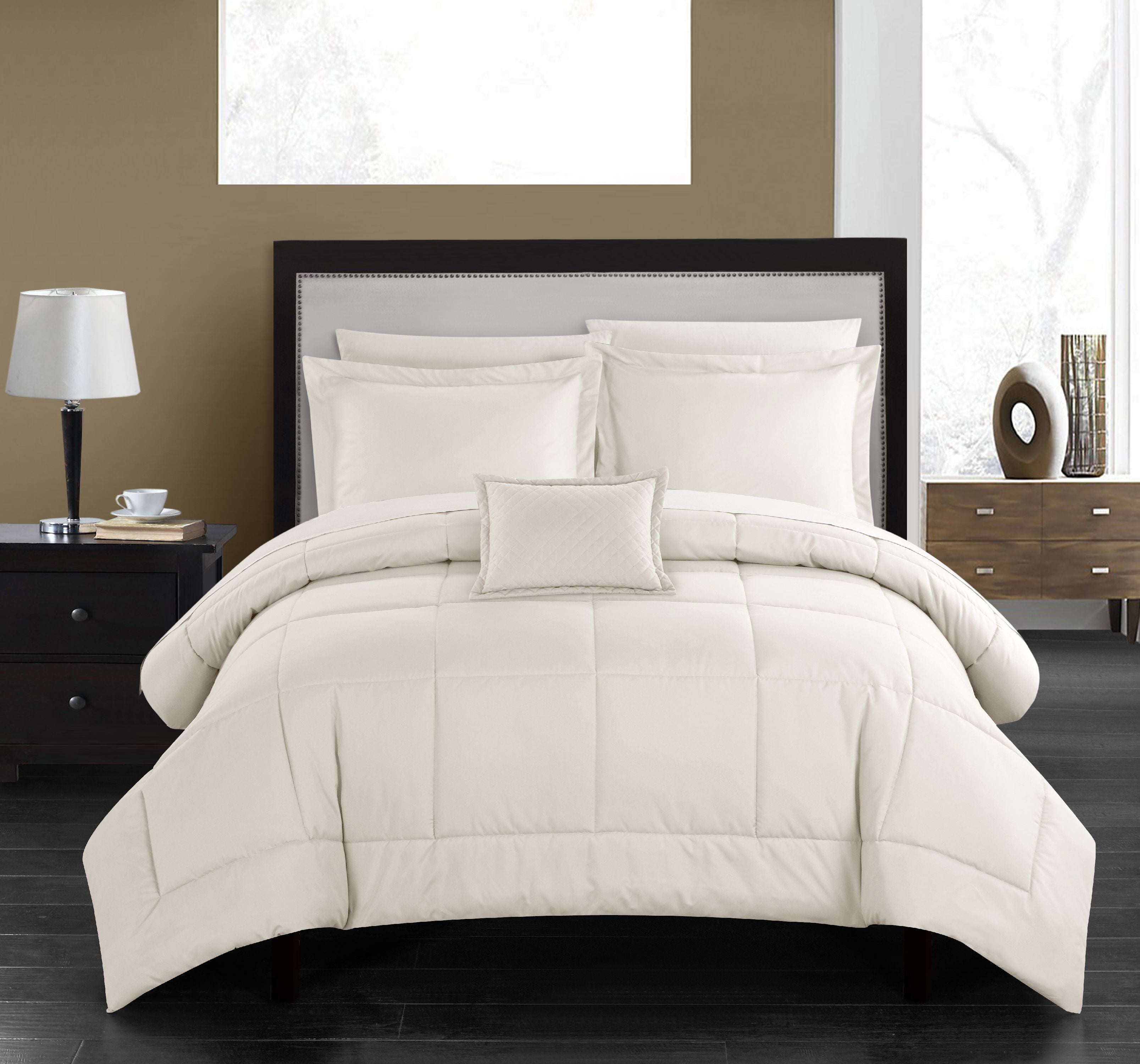 Chic Home Jorin 6-Piece Solid Color Comforter Set, Twin, Beige ...