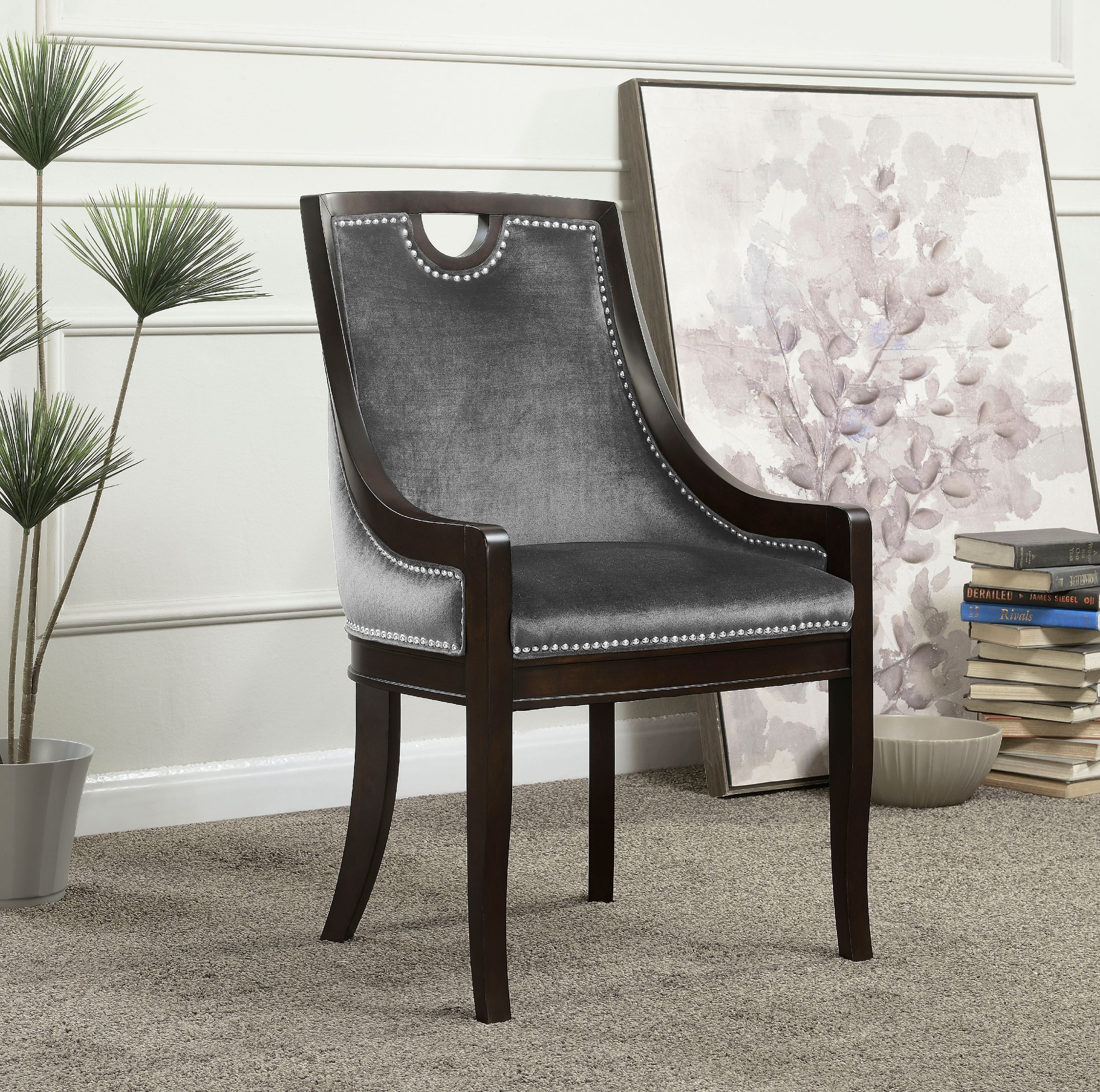 Chic Home June Neo Traditonal Velvet Nailhead Dining Chair - Walmart.com