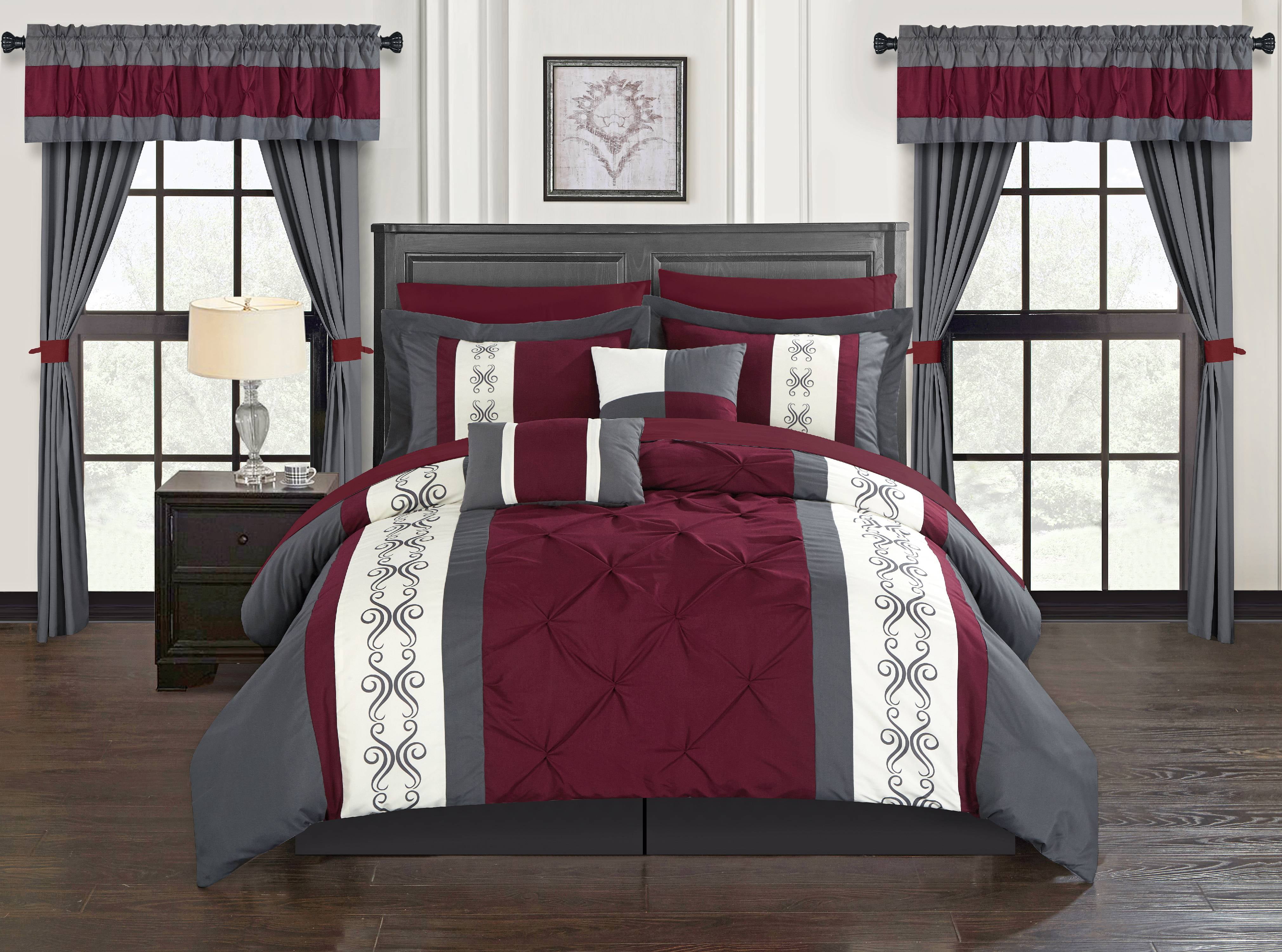 Chic Home Kaia 20-Piece Color Block Comforter Set, Queen, Red - Walmart.com