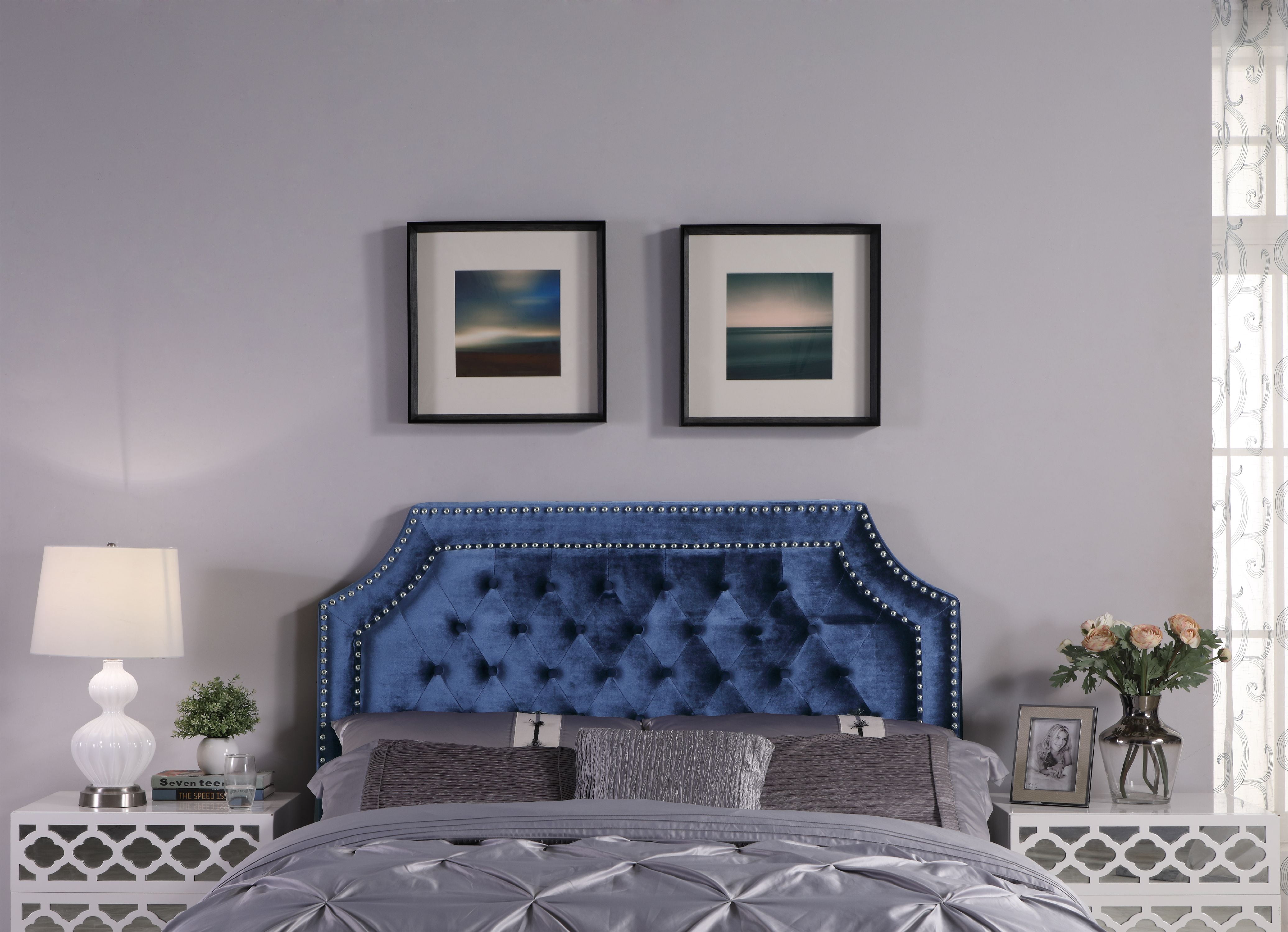 Chic Home Leda Headboard Velvet Upholstered Button Tufted Double Row ...