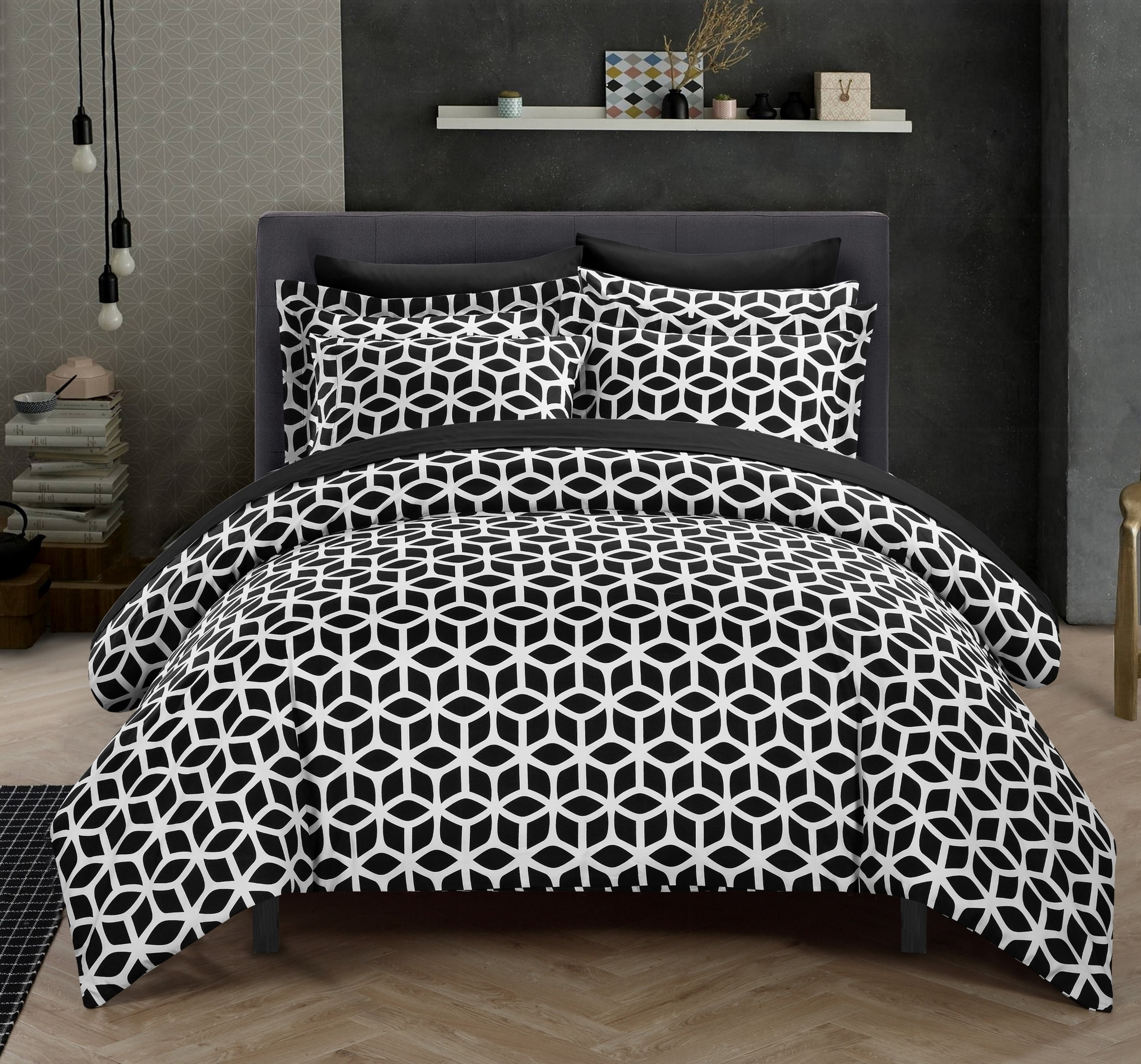 Chic Home Lovey 3-Piece Reversible Geometric Duvet Cover Set, King ...