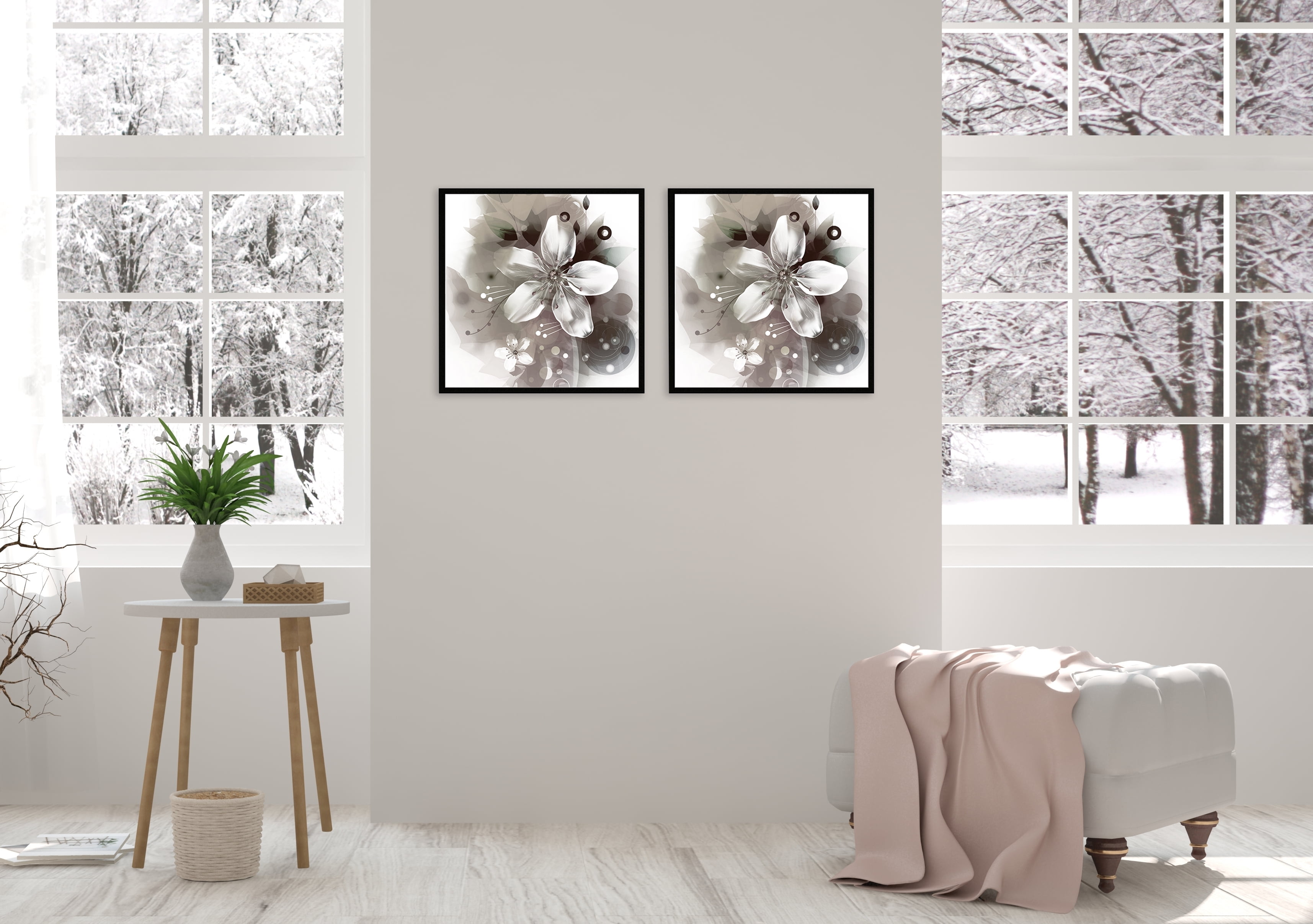 Chic Home Magnolia 2 Piece Set Framed Wrapped Canvas Wall Art - Walmart.com