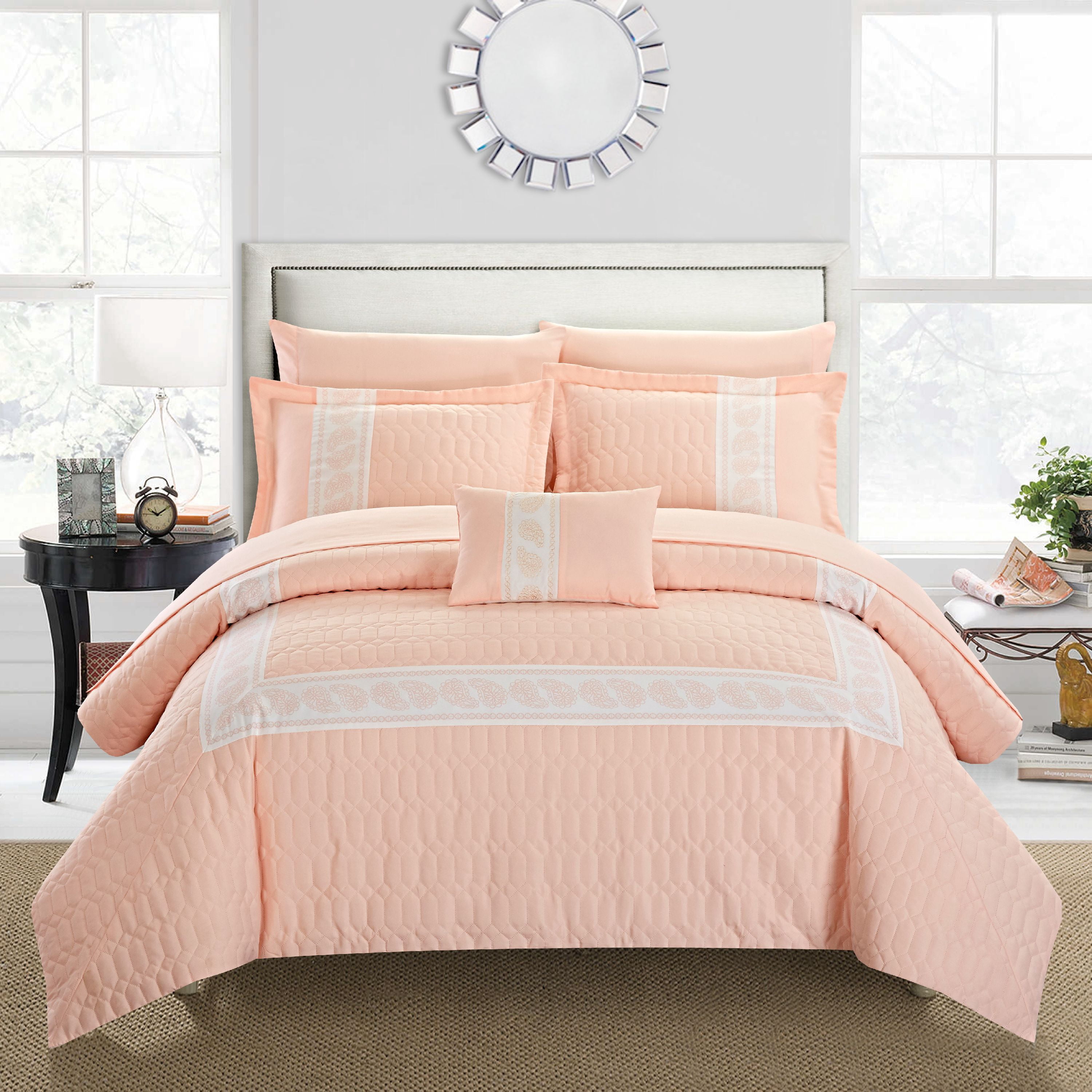 Chic Home Mason 6-Piece Applique Comforter Set, Twin, Blush - Walmart.com