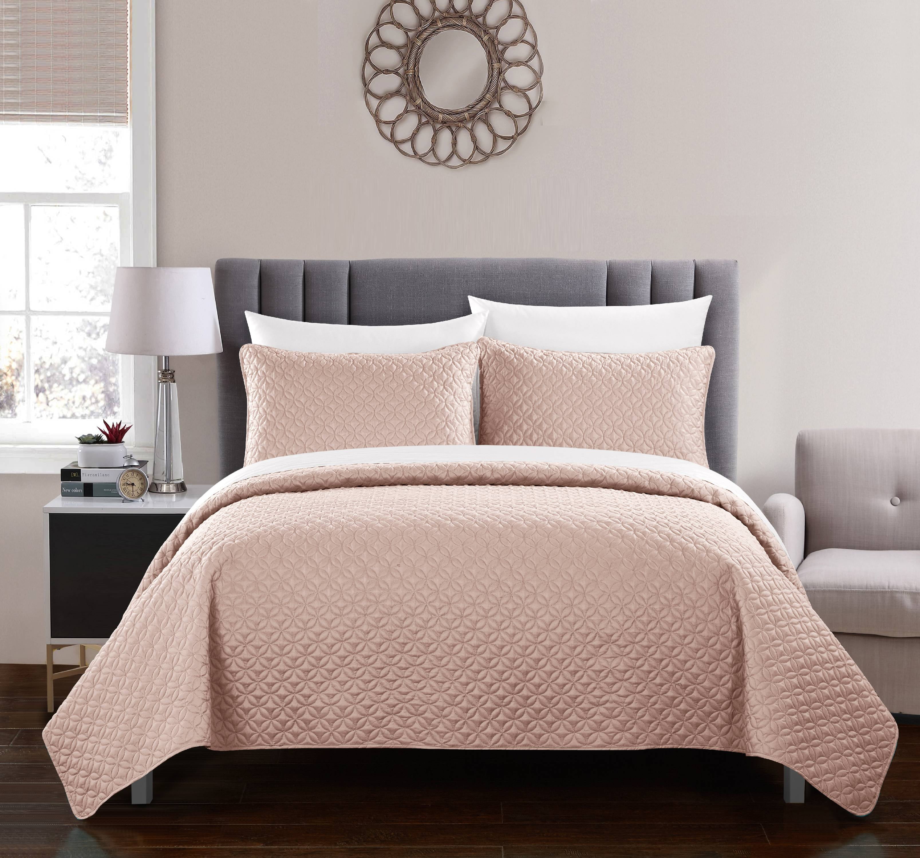 Chic Home Mather 3-Piece Applique Quilt Set, King, Coral - Walmart.com