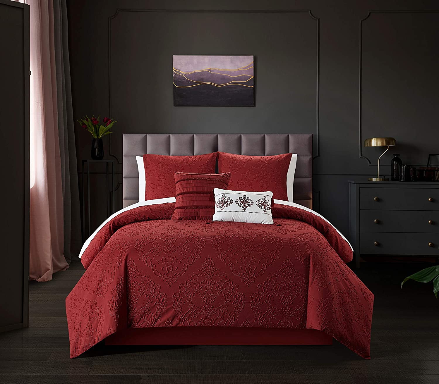 Chic Home Mayflower Comforter Set Embossed Medallion Scroll Pattern ...