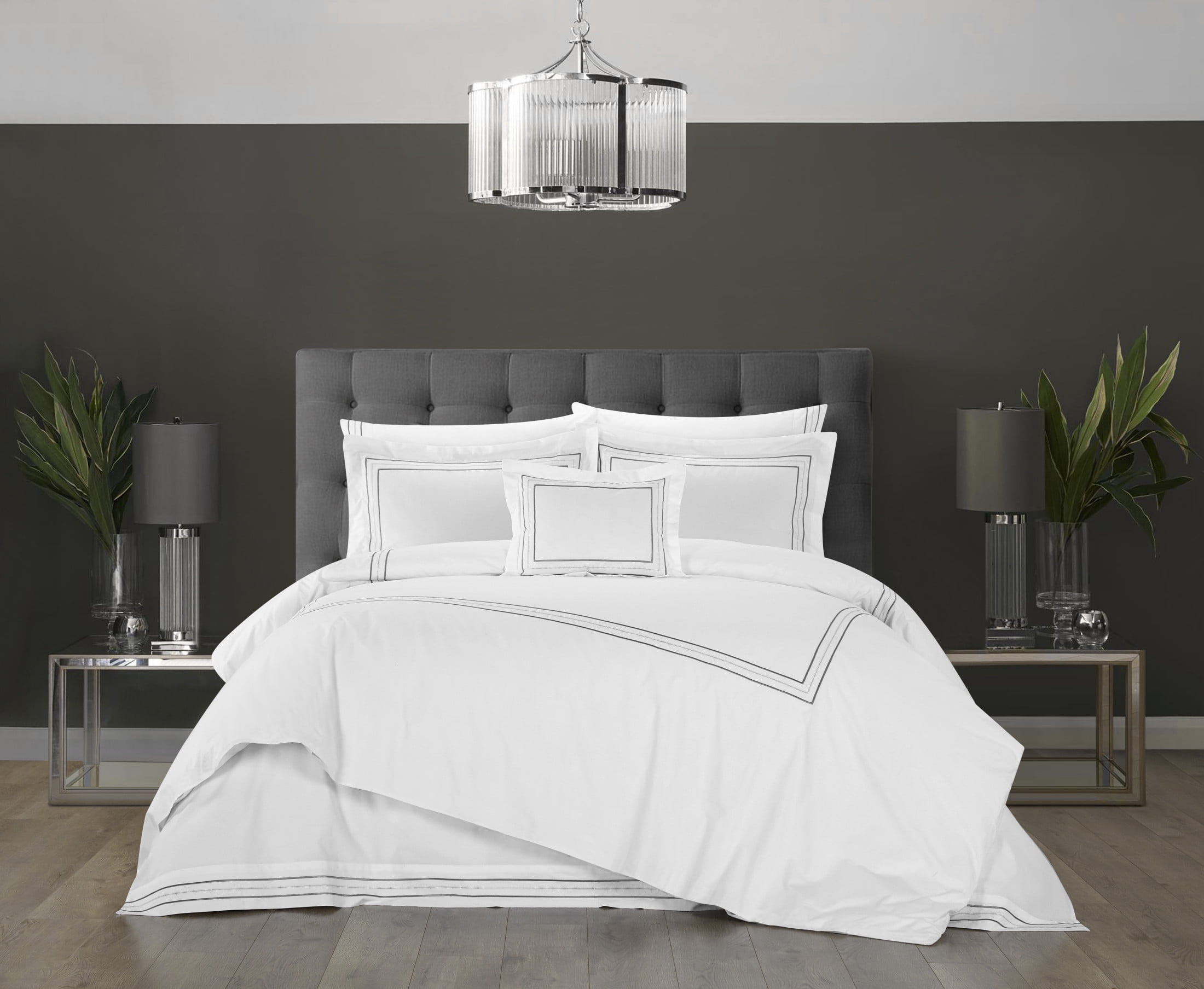 Chic Home Miliani 4-Piece Solid Color Cotton Comforter Set, Queen, Grey ...