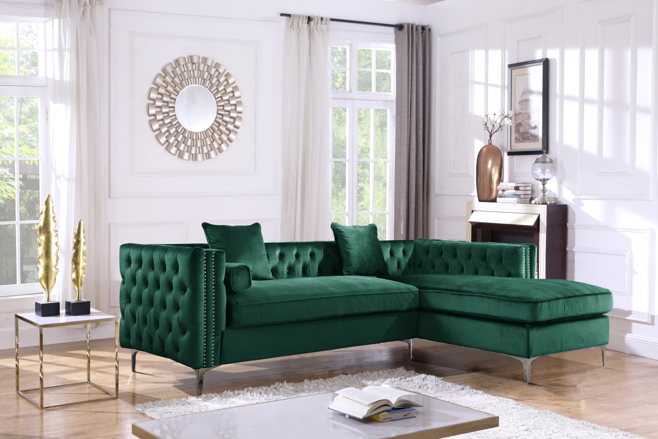 Chic Home Monet Velvet Modern Contemporary Button Tufted With Silver
