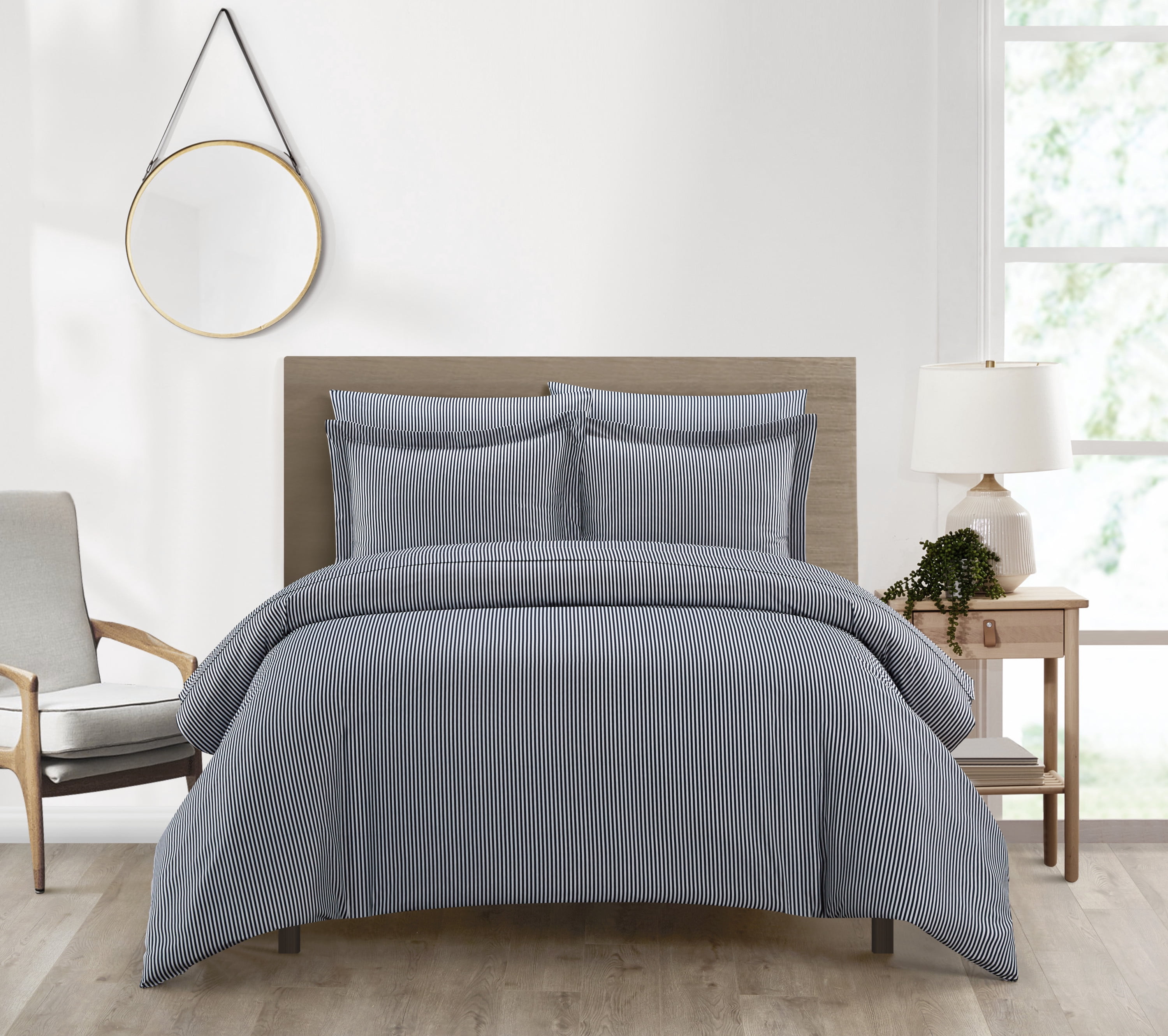 Chic Home Mora 7-Piece Contemporary Two-Toned Striped Duvet Cover Set ...