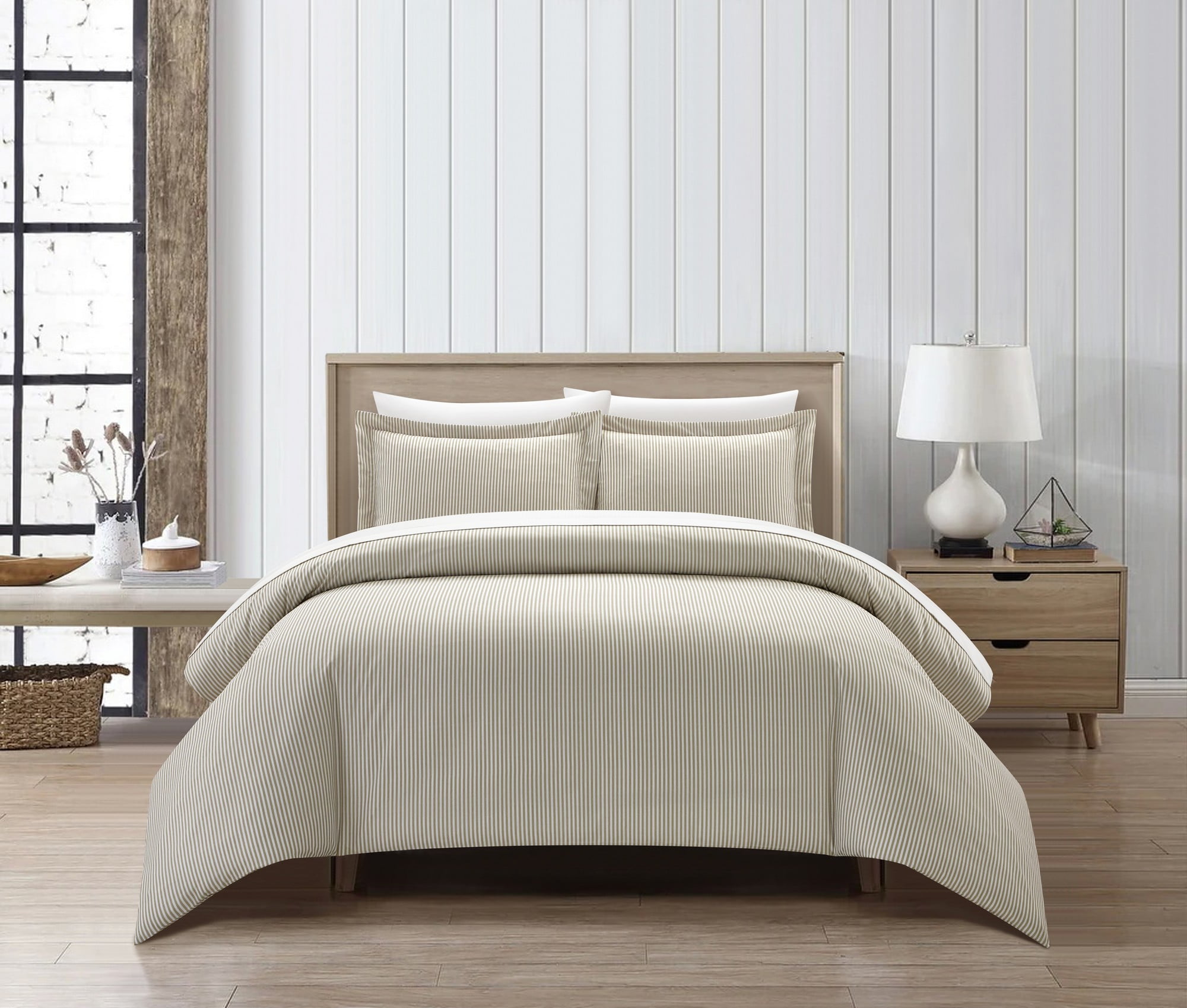 Chic Home Morgan Duvet Cover Set Contemporary Two Tone Striped Pattern ...
