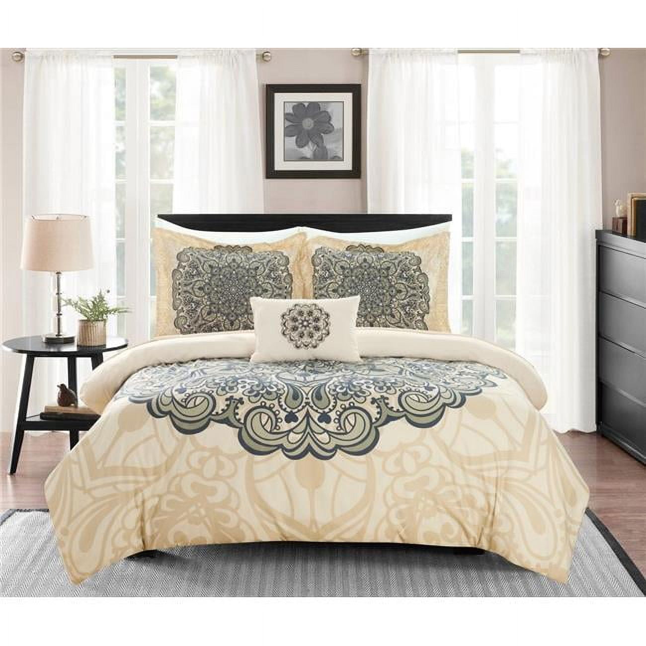 Chic Home Nanami 6 Piece Reversible Duvet Cover Set Large Scale Boho ...