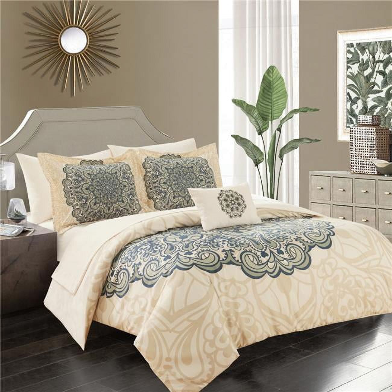 Chic Home Nizza 8 Piece Reversible Comforter Set Large Scale Boho ...