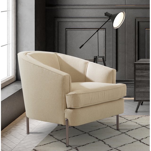 Chic Home Philo Club Chair Barrel Back Linen-Textured Upholstery ...