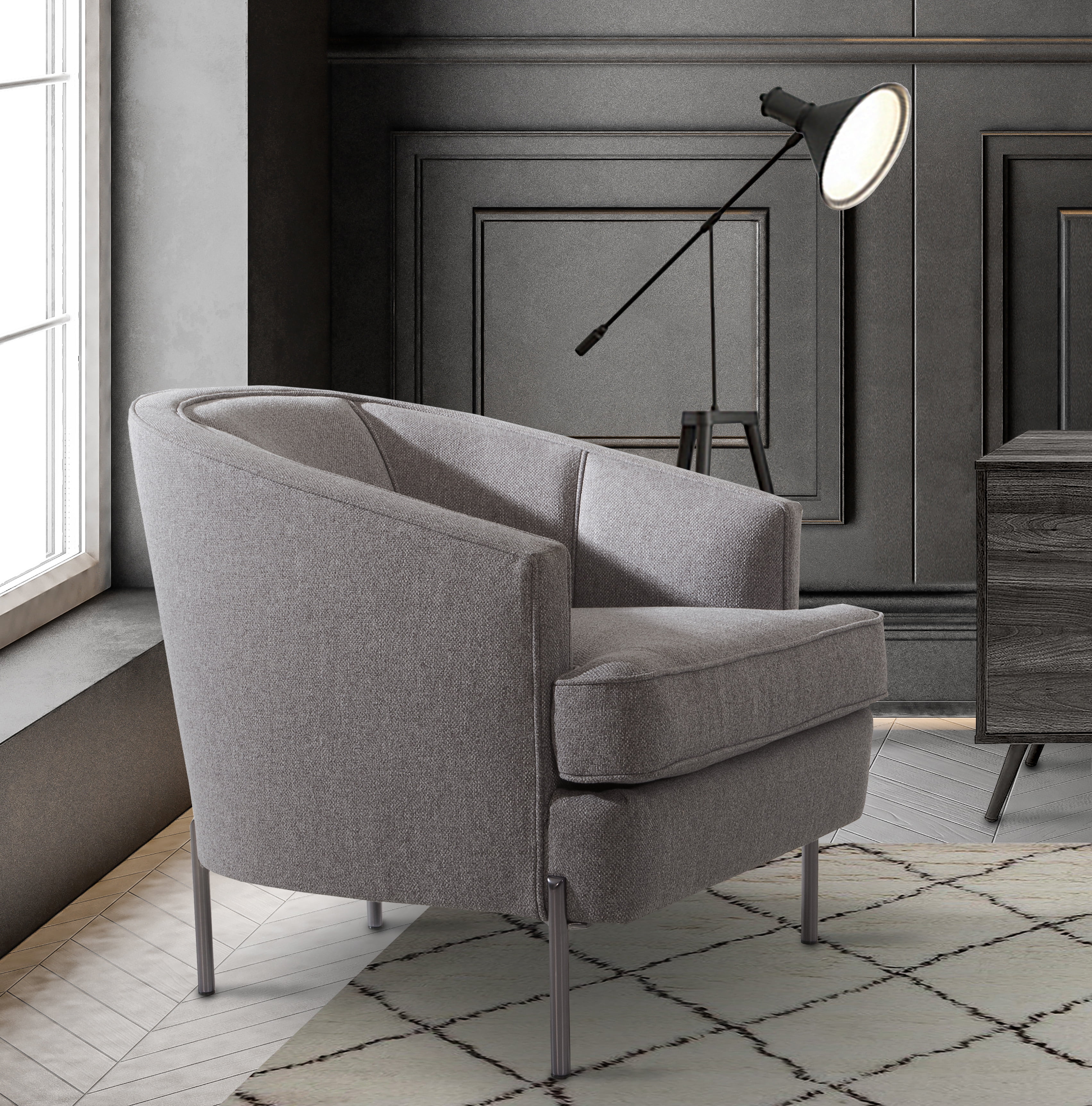 Chic Home Philo Club Chair Barrel Back Linen-Textured Upholstery ...