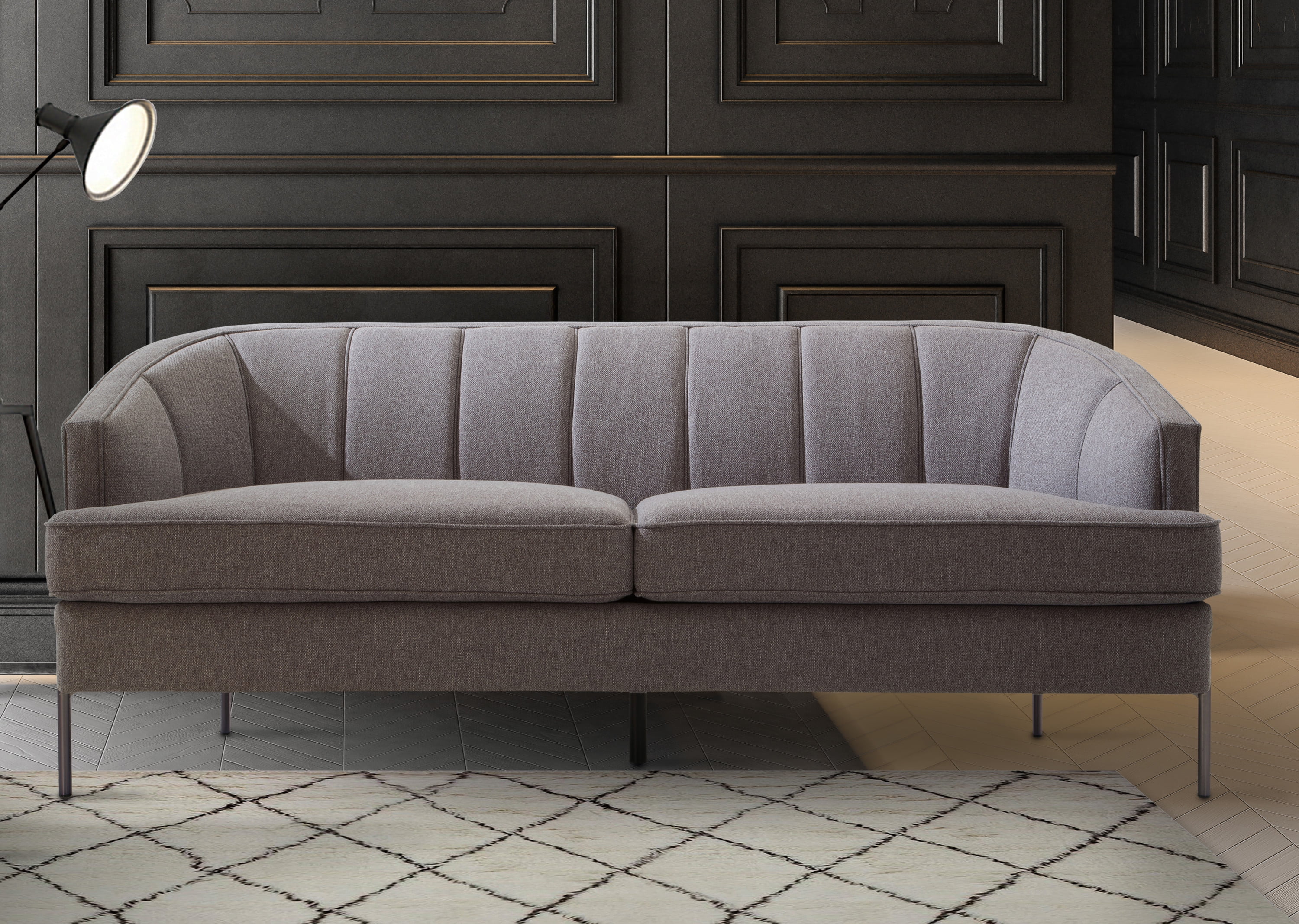 Chic Home Philo Sofa Barrel Back Linen-Textured Upholstery Vertical ...