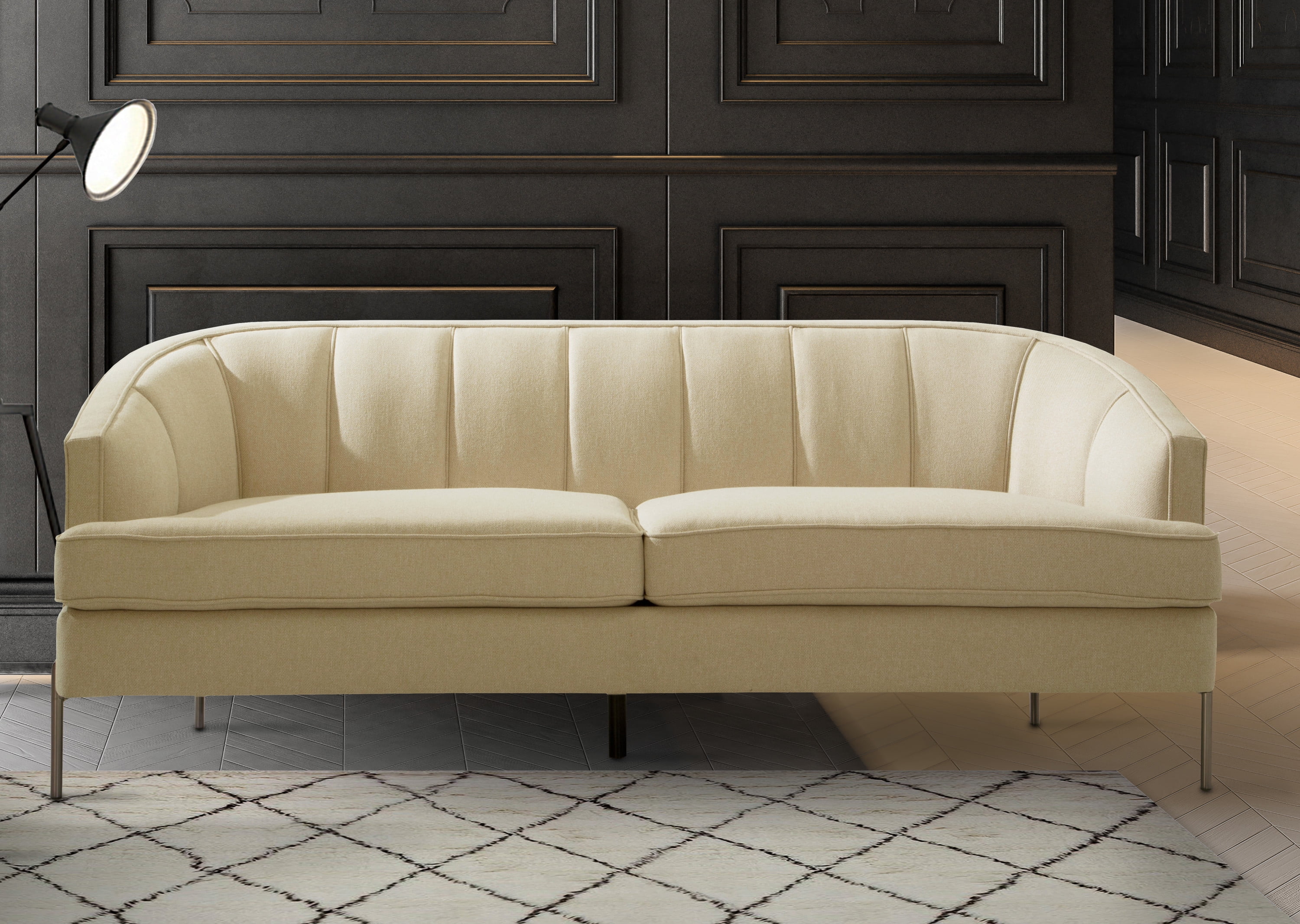 Chic Home Philo Sofa Barrel Back Linen-Textured Upholstery Vertical ...