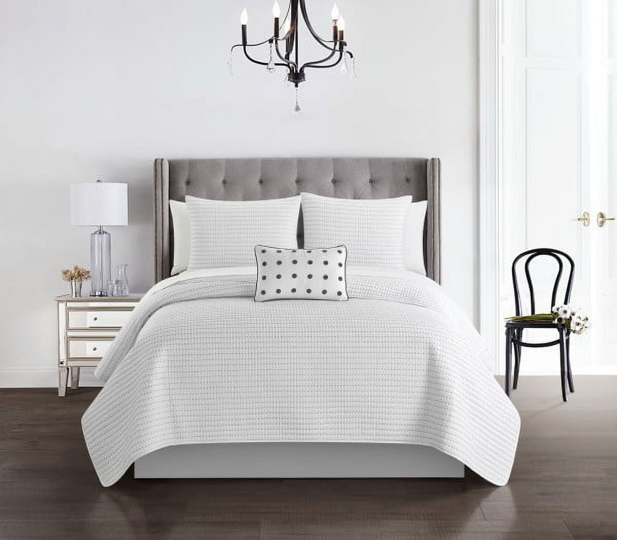 Chic Home White Quilt Set - 4 Piece - Rylan Striped Design - Walmart.com
