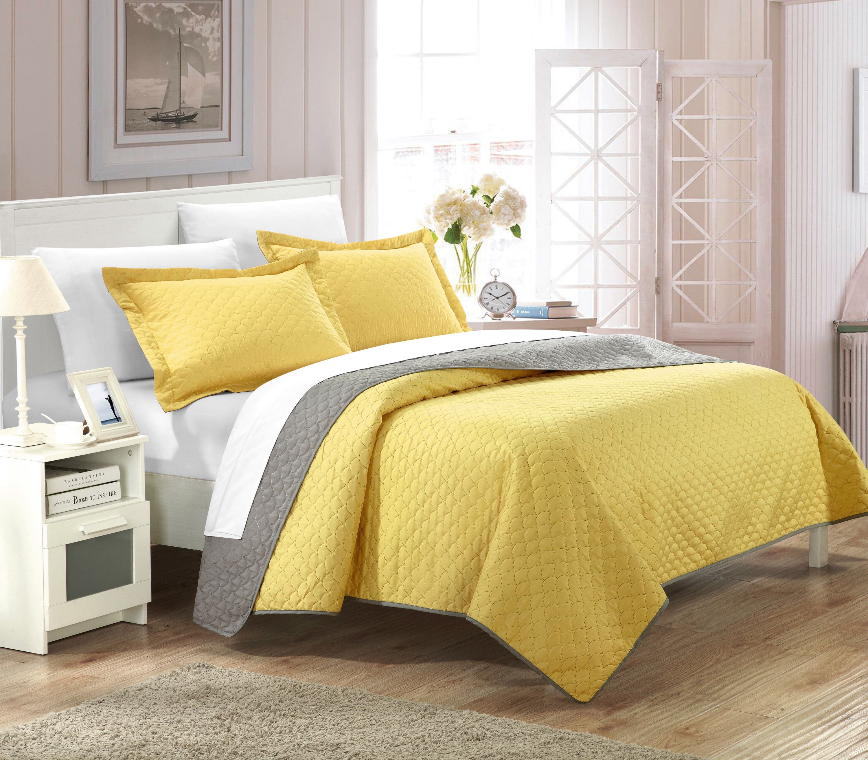 Chic Home Ressa 2-Piece Reversible Color Block Quilt Set - Walmart.com