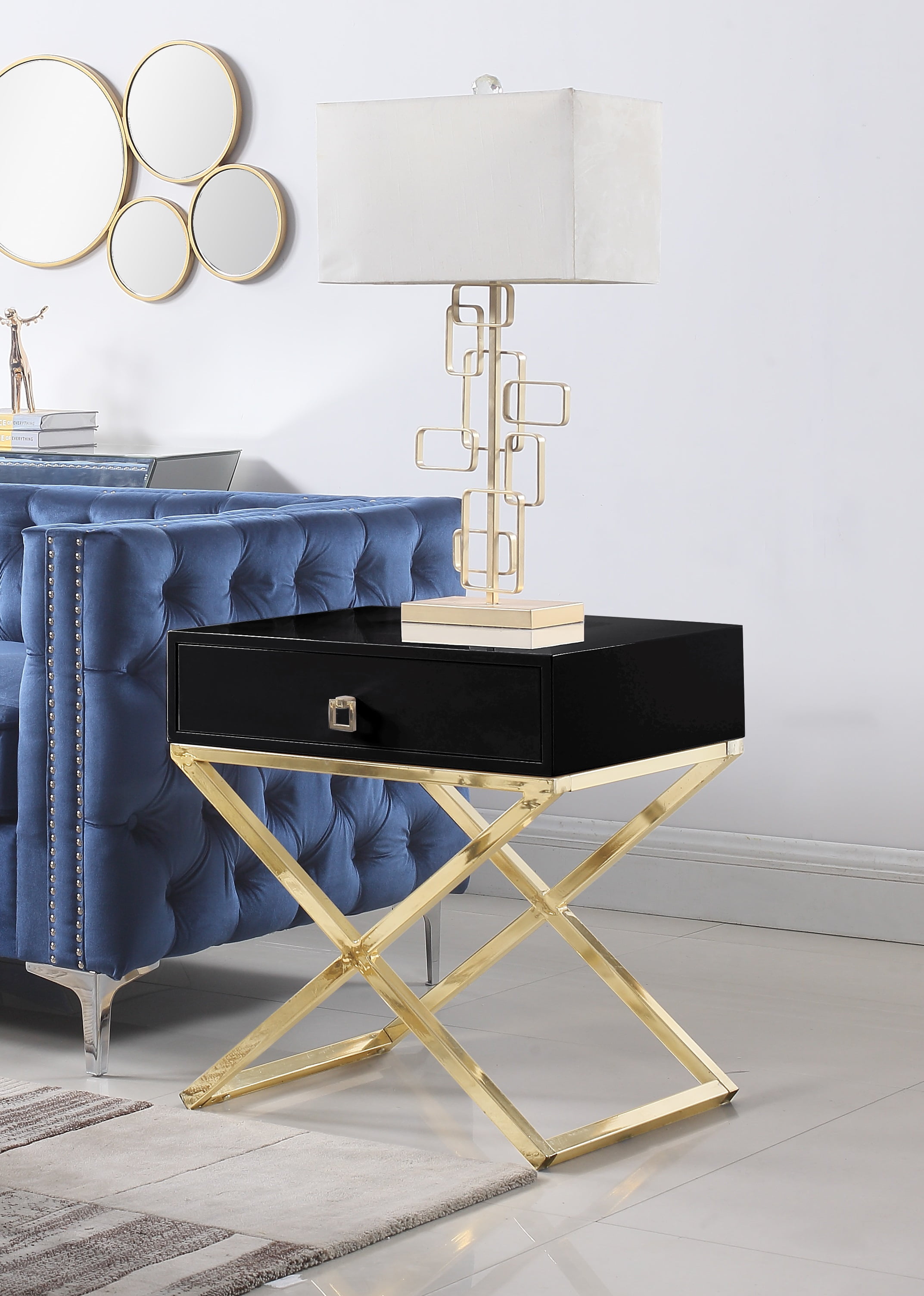 Chic Home Rochester Nightstand Side Table with Self Closing Drawer ...