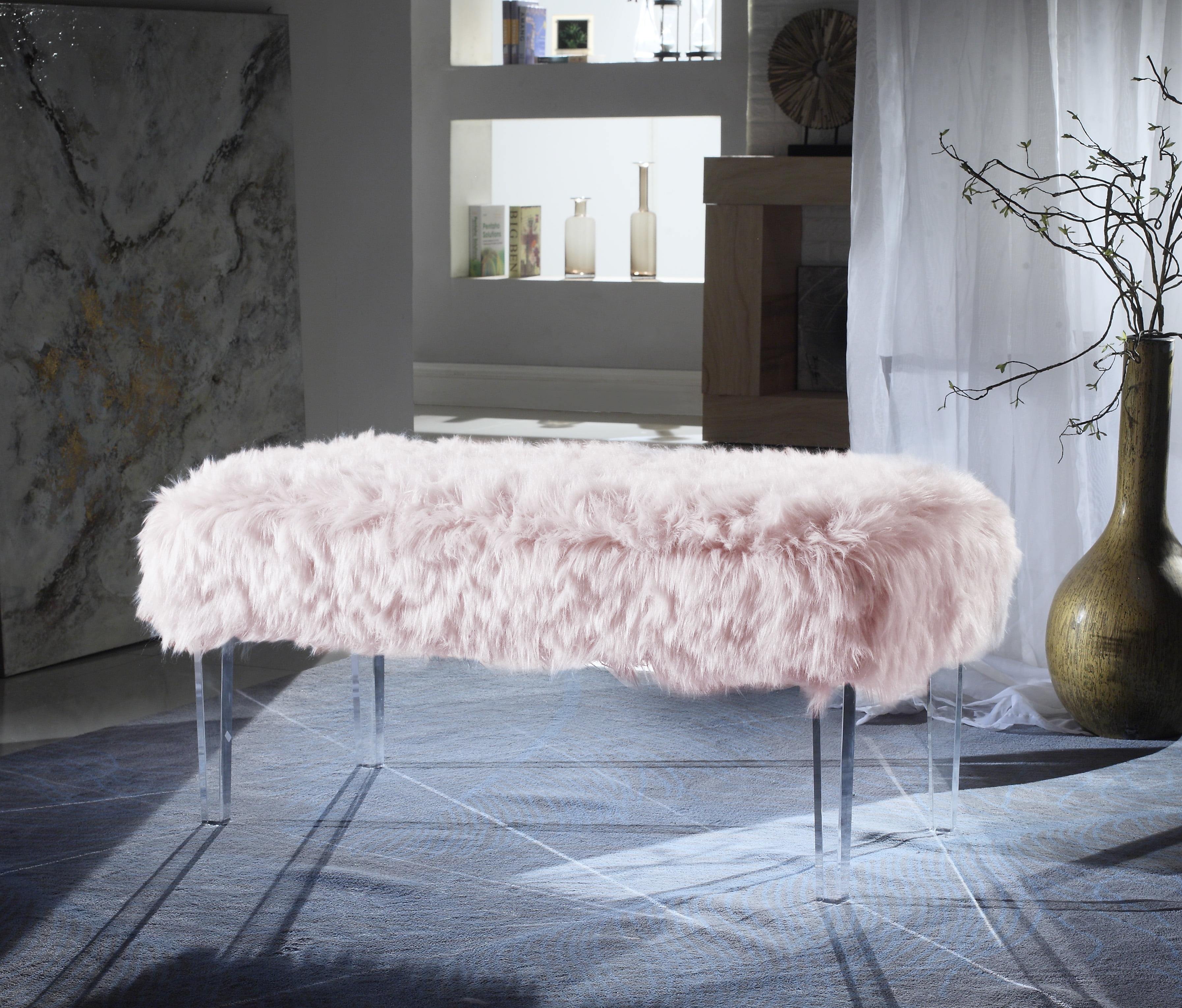 Chic Home Samuel Modern Contemporary Faux Fur Bench - Walmart.com