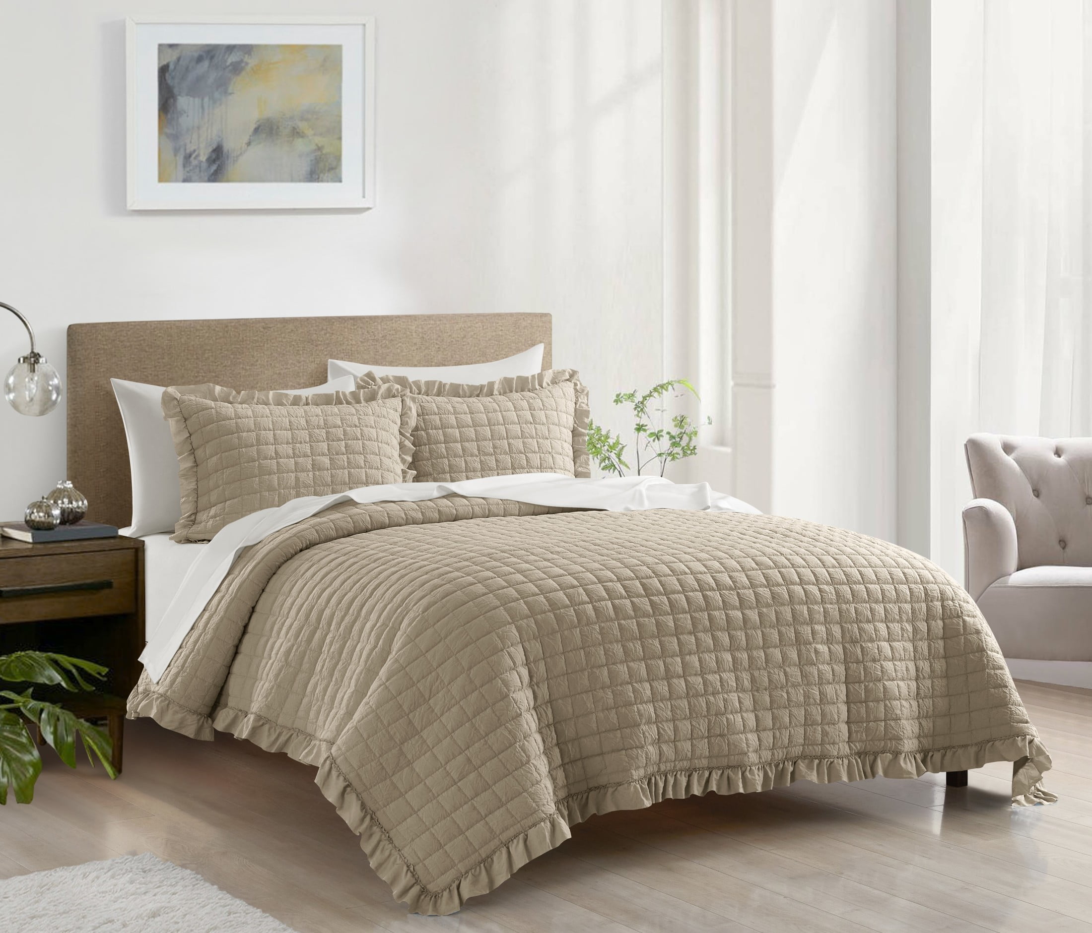 Chic Home Sharlette Beige King 3-Piece Quilt Set - Walmart.com