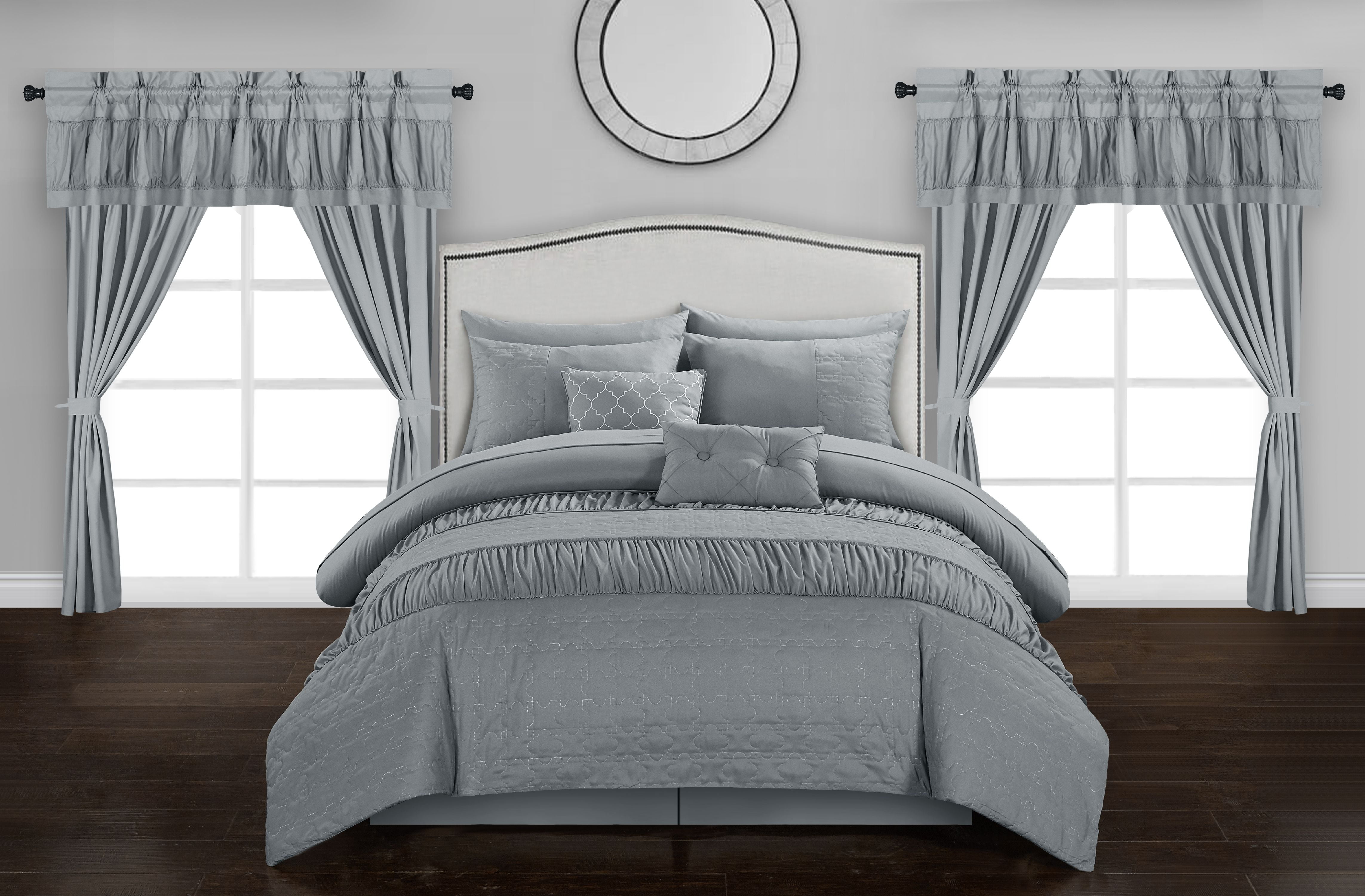Chic Home Tinos 20-Piece Ruched Comforter Set, King, Gray - Walmart.com