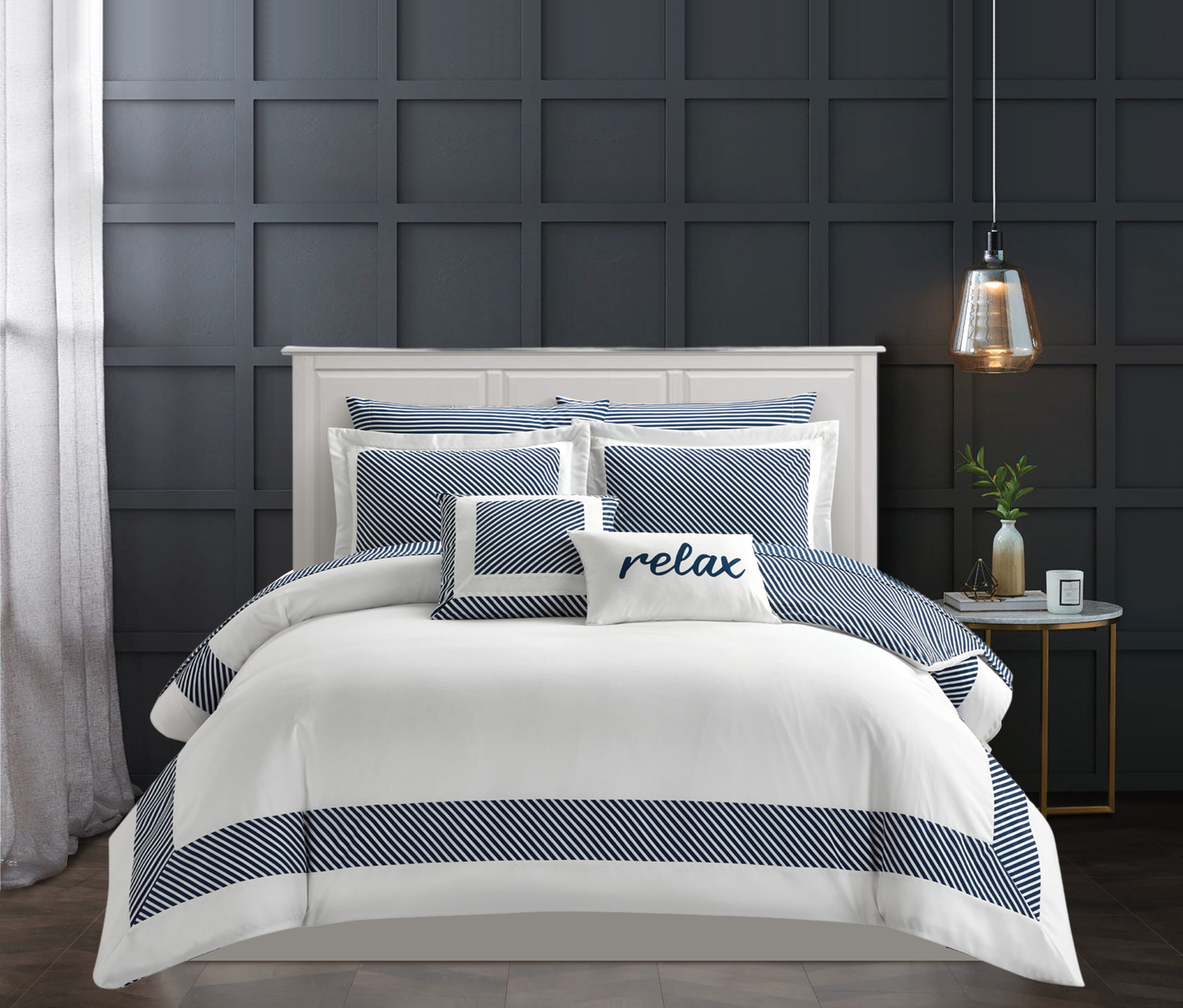Chic Home Tisha Navy Queen 9-Piece Comforter Set - Walmart.com