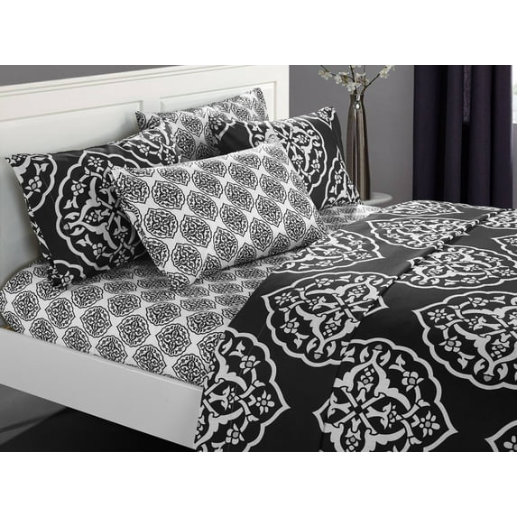 Chic Home VAL 6-Piece Graphic Sheet Set, King, Black - Walmart.com