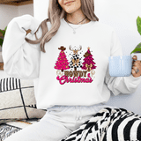 Chic Howdy Holiday Cowgirl Pink Tree Leopard Bow Western Sweatshirt up ...
