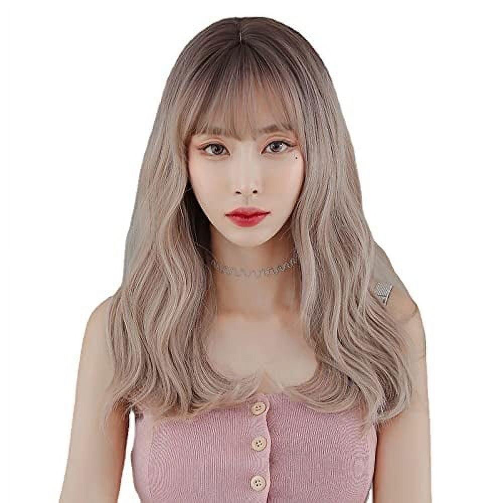 Chic Korean Fashion Medium-Length Long Curly Wavy Wig with Bangs ...