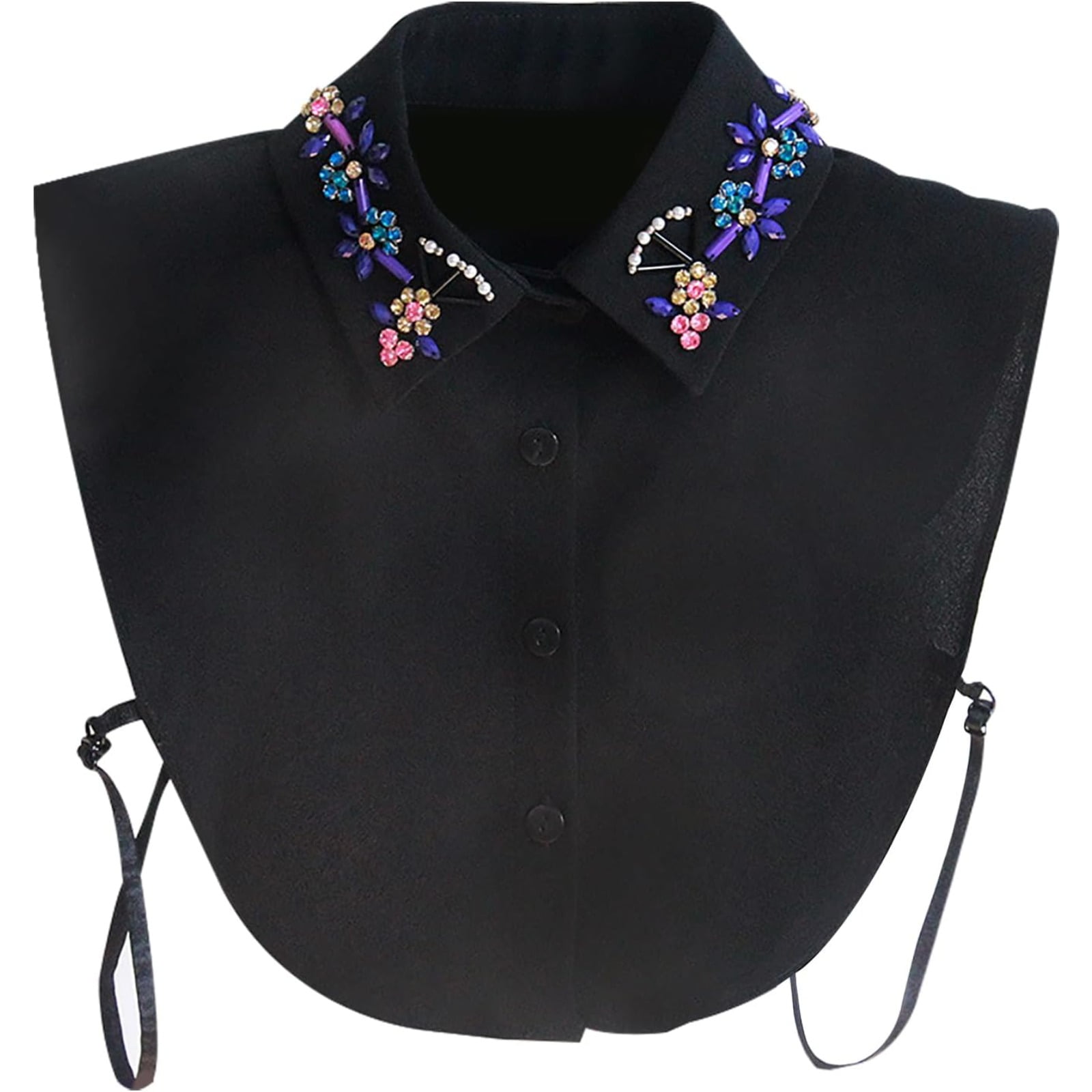 Chic Lady's Fake Collar Diamond Crystal Half Blouse False Collar Dickey ...