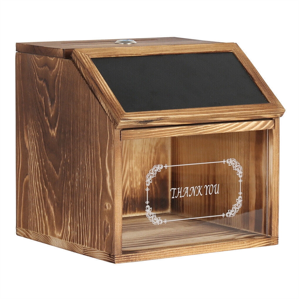 Chic Large Wooden Suggestion Box with Lock and Keys Note Blackboard ...