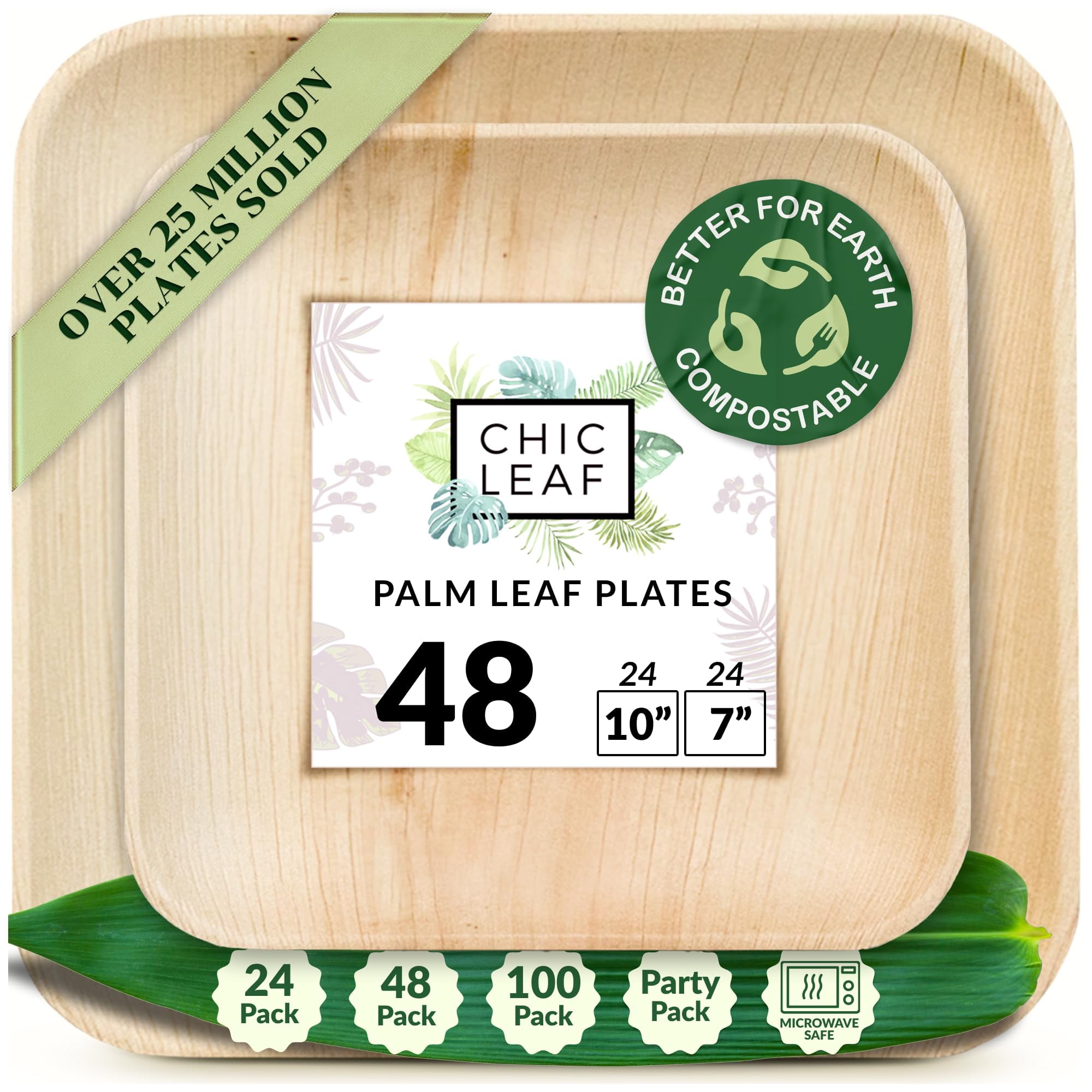 Chic Leaf Compostable & Biodegradable Palm MTN1 Leaf Disposable Bamboo ...