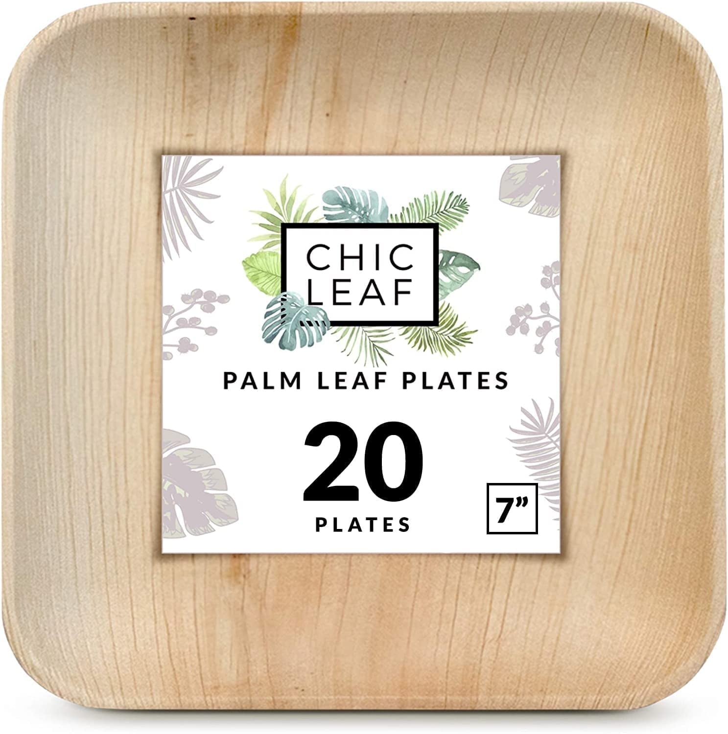 Chic Leaf Microwave Safe Disposable Palm Leaf Plates, 7 in, 20 Count ...
