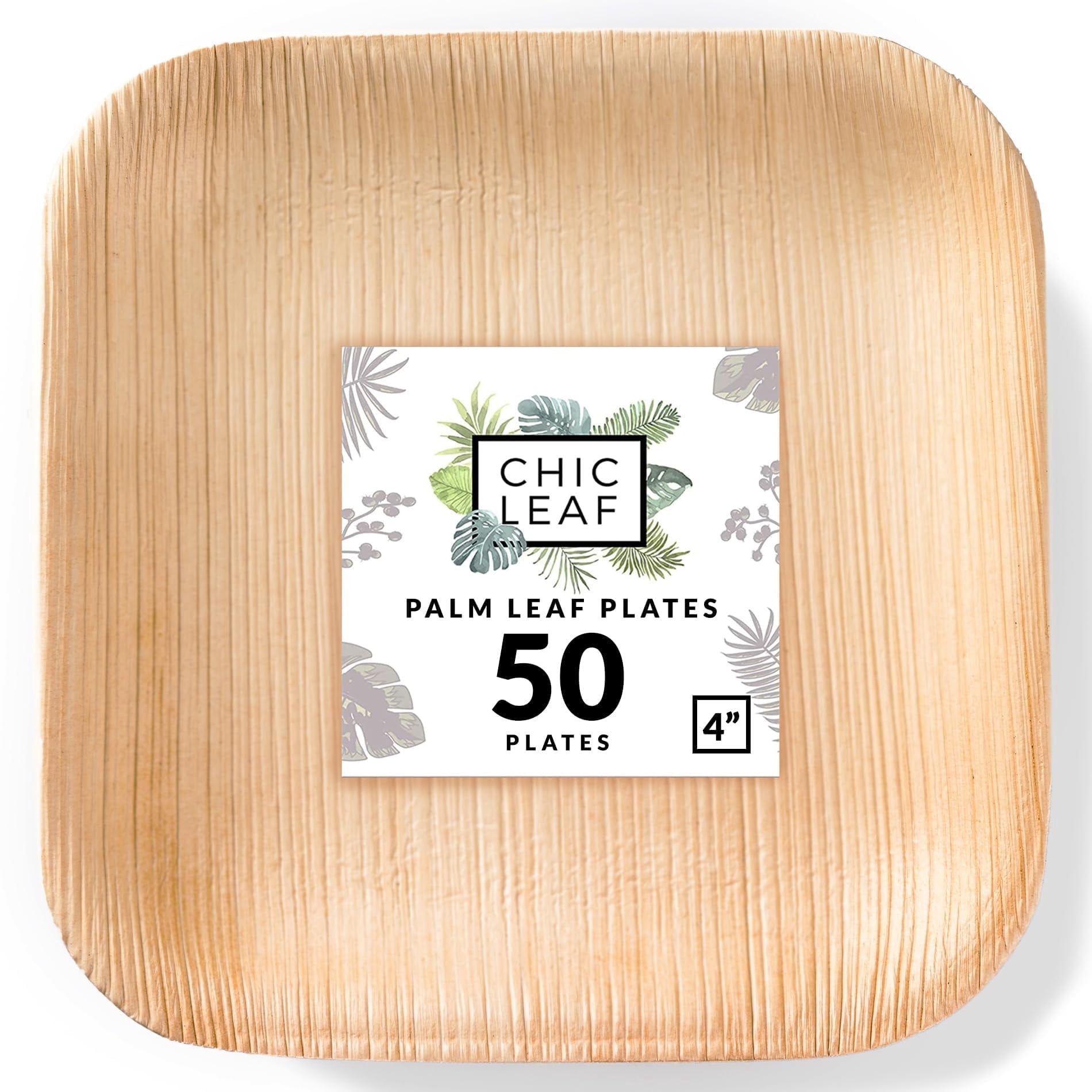 Chic Leaf, Compostable & Disposable Plates, Square, Natural Color, Palm ...