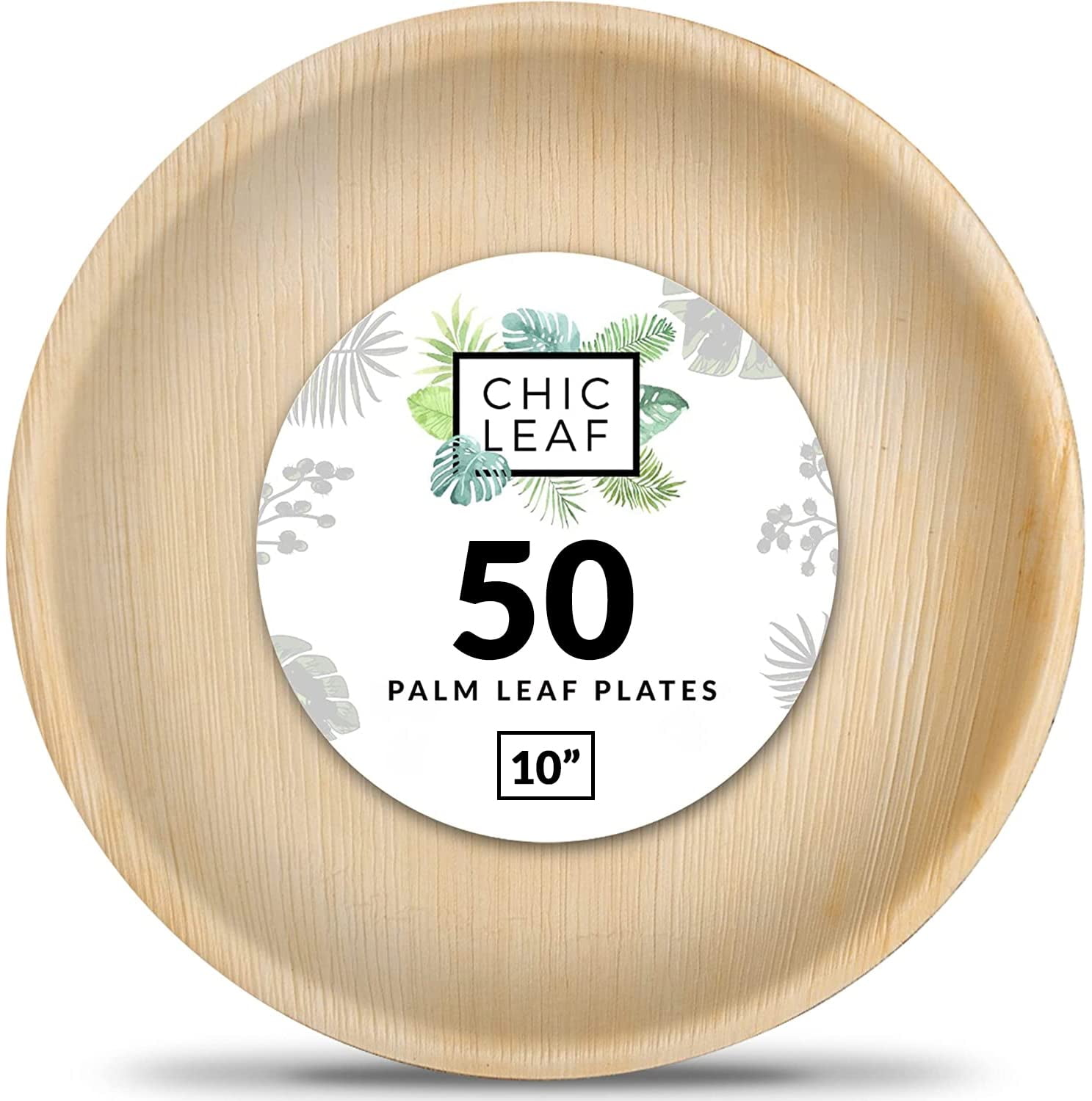 Chic Leaf, Palm Leaf Compostable & Disposable Plates, Round, Natural ...